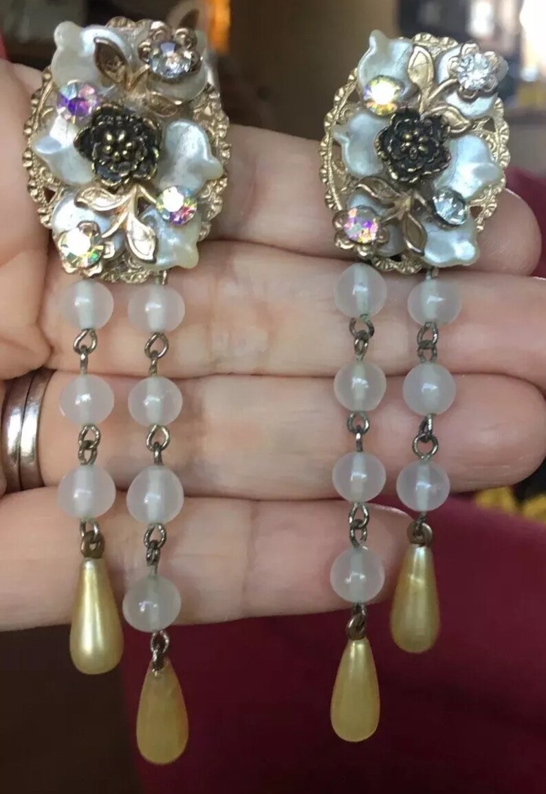 Vintage Miriam Haskell Style Chandelier Dangles Filigree | Etsy