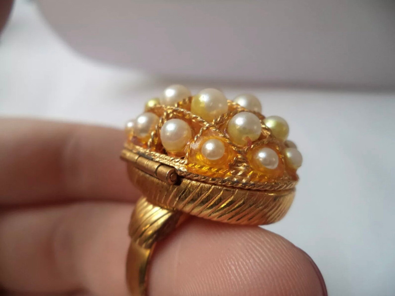 Avon Goldtone & Faux Pearl Adjustable Perfume Stash Bling - Etsy