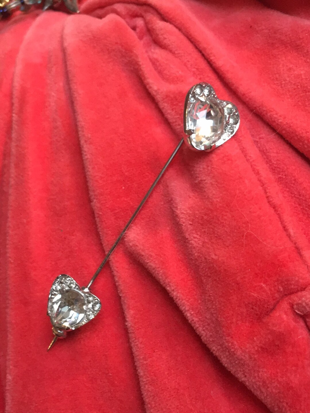 Vintage Eisenberg Rhinestone Heart Stick Pin Hollywood Glamour Designer ...