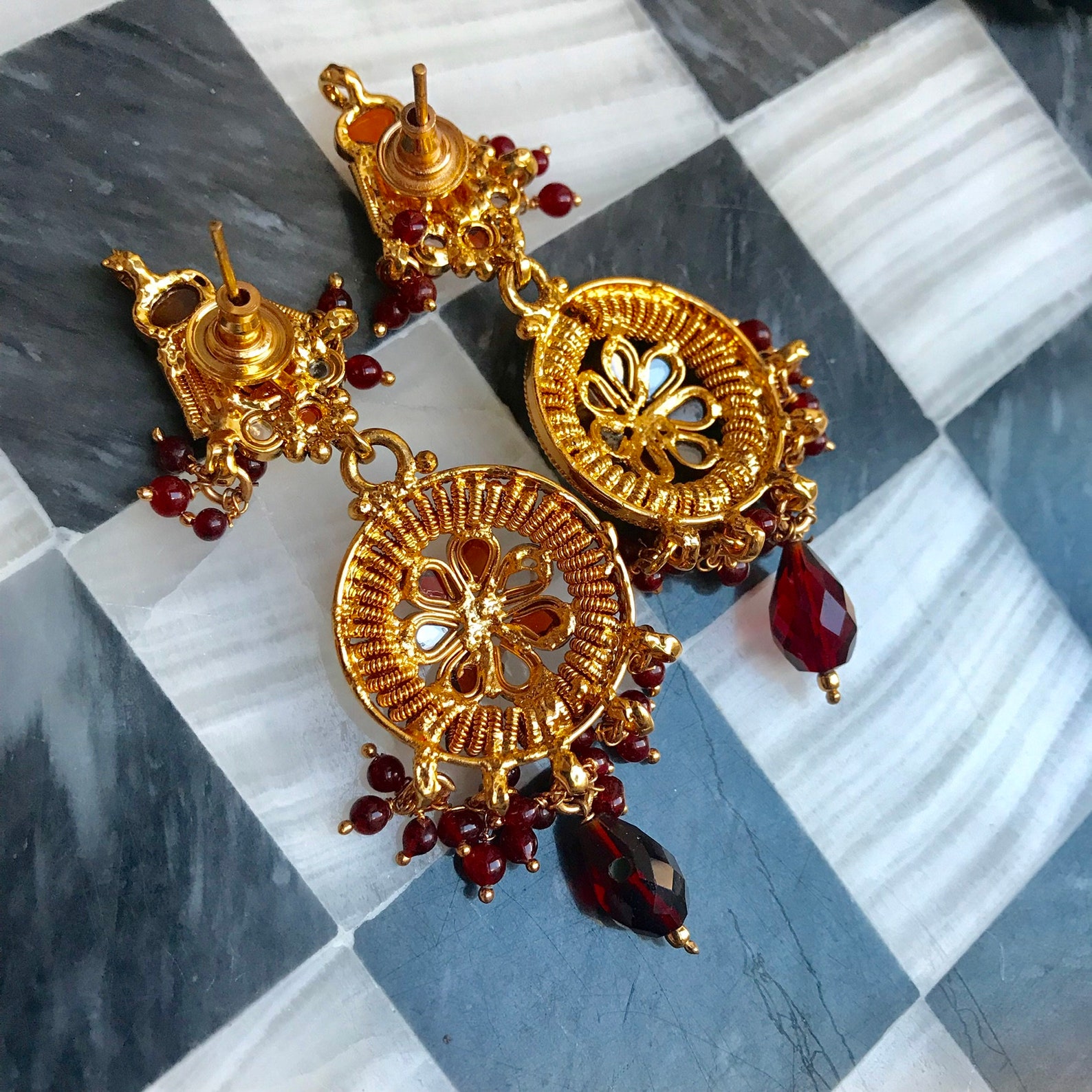 Glorious Ornate Gothic Goldtone & Ruby Red Crystal Mogul - Etsy