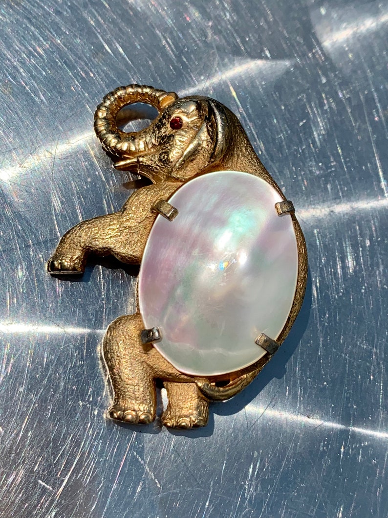 Marvella Elephant Pin Gold Tone With Mother of Pearl Shell - Etsy