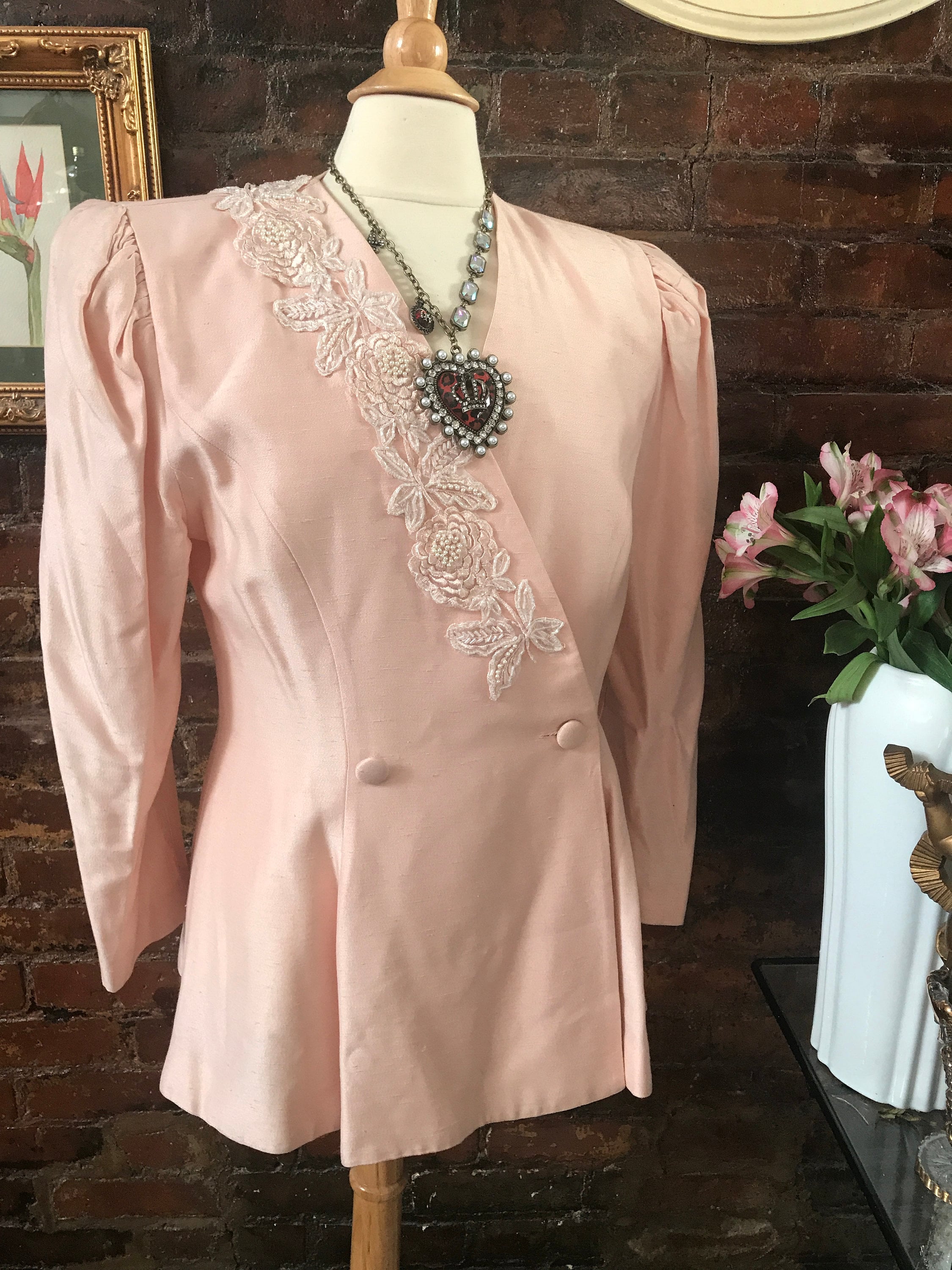 Awesome 80s Vintage pink Peplum Jacket with straight skirt, Girlie ...