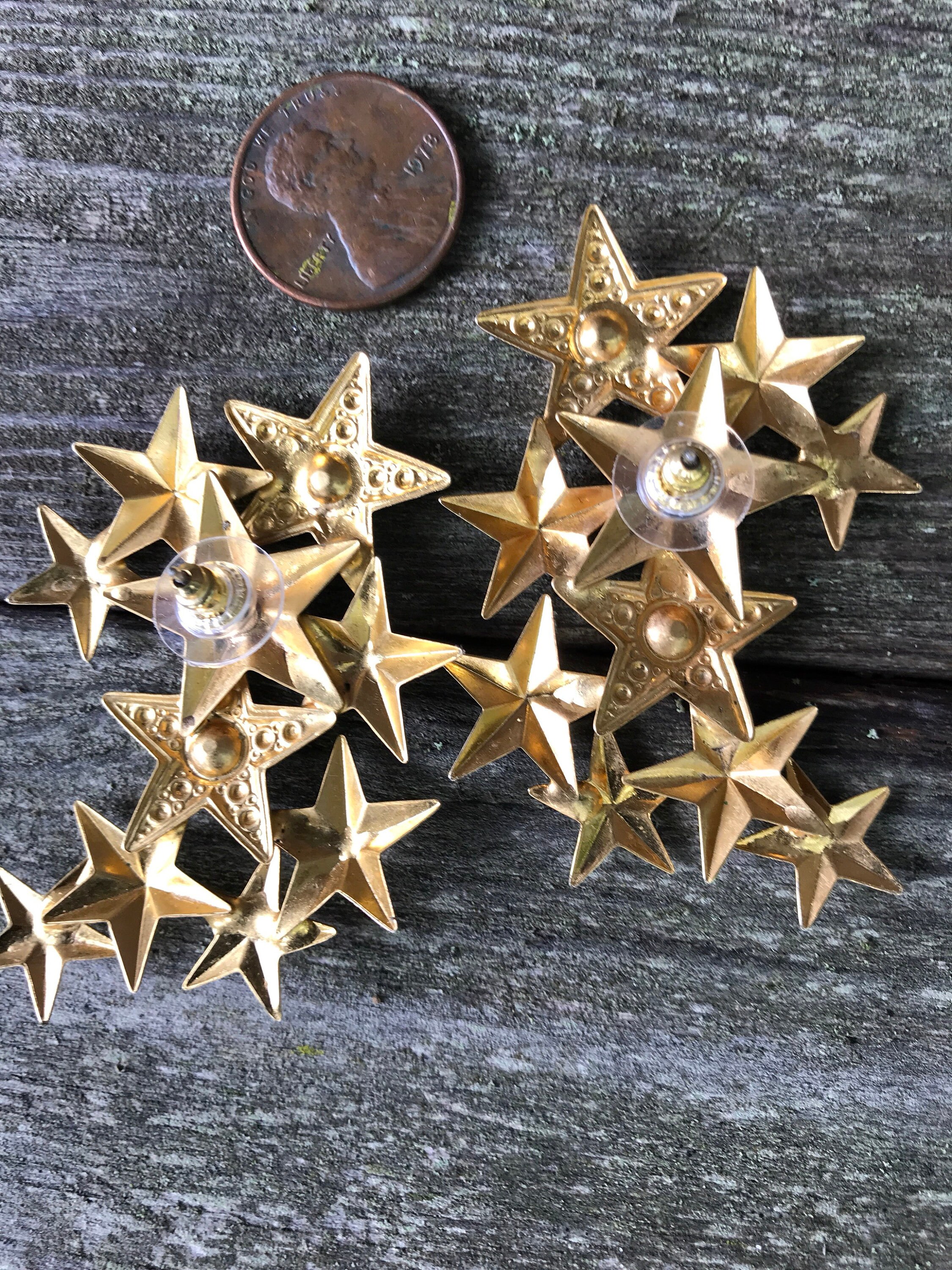 Awesome 80s Big Bold Bling Rhinestone & Matte Goldtone Giant Sky Full ...