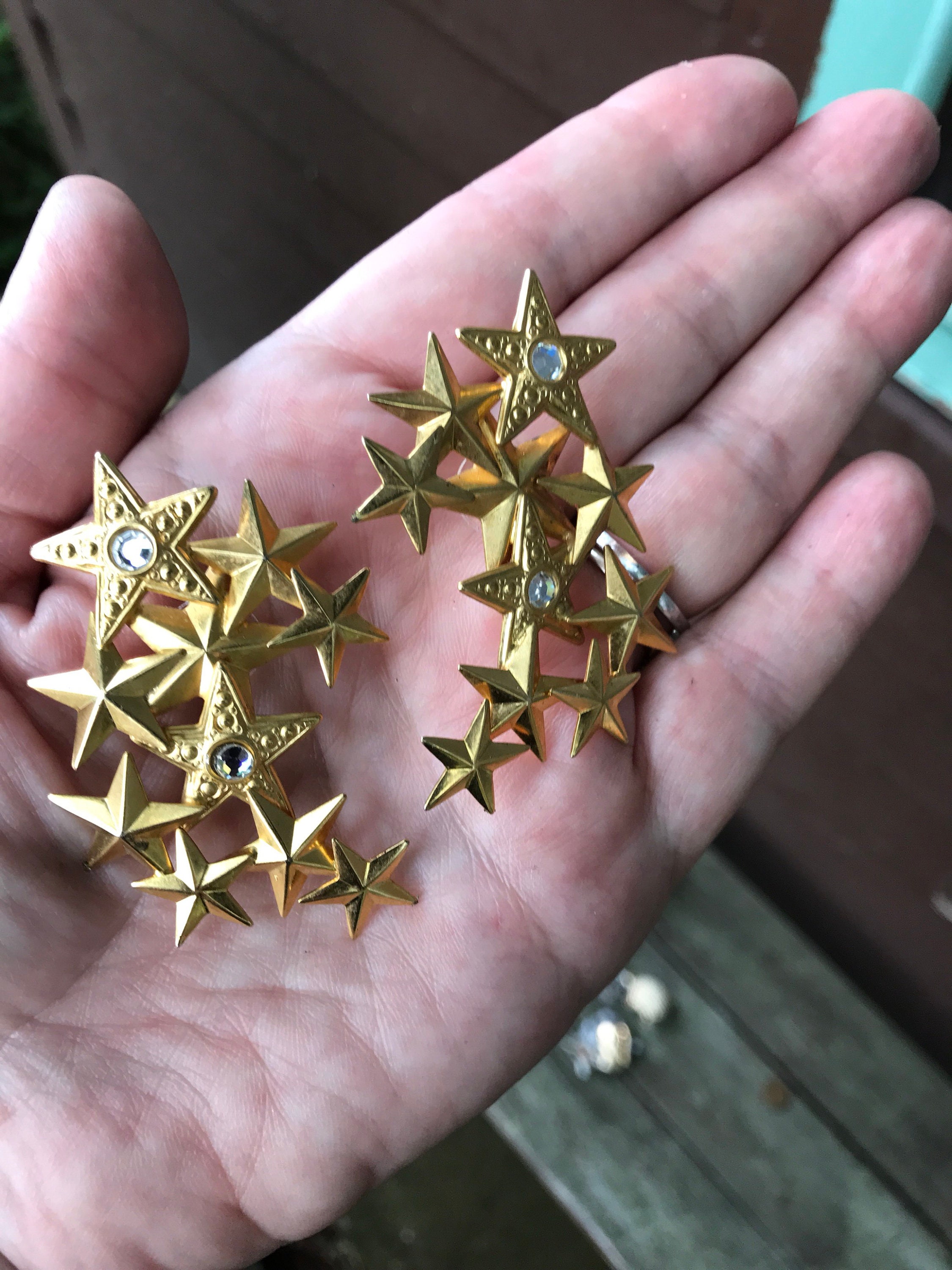 Awesome 80s Big Bold Bling Rhinestone & Matte Goldtone Giant Sky Full ...