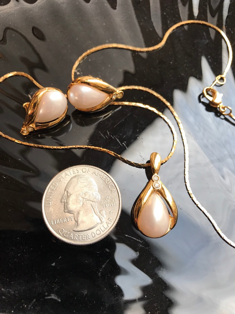 Vintage Avon Teardrop Faux Pearl & Rhinestone Jewelry Set | Etsy