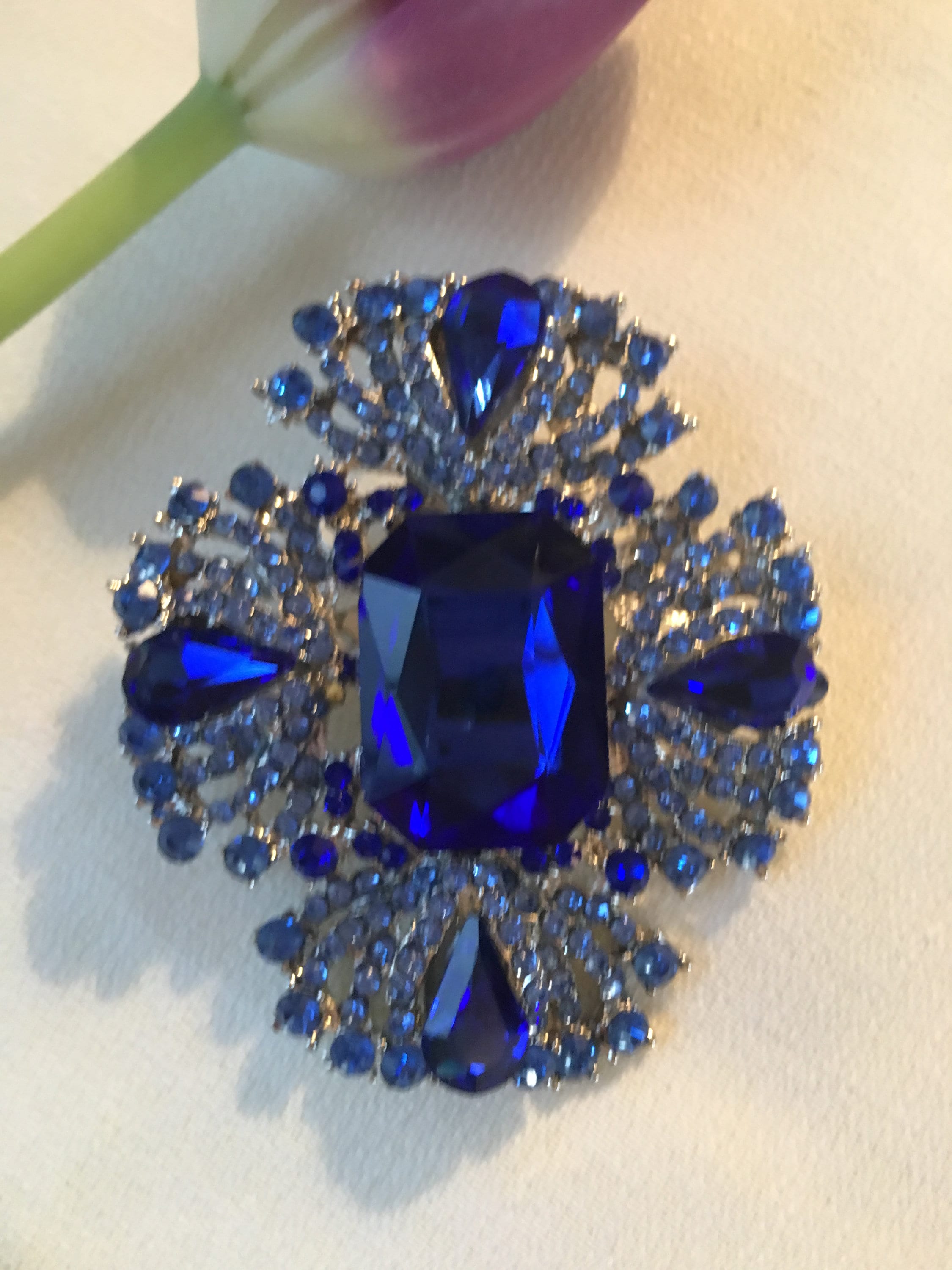 Gorgeous Royal Blue Rhinestone Maltese Style Brooch, Now Trending ...