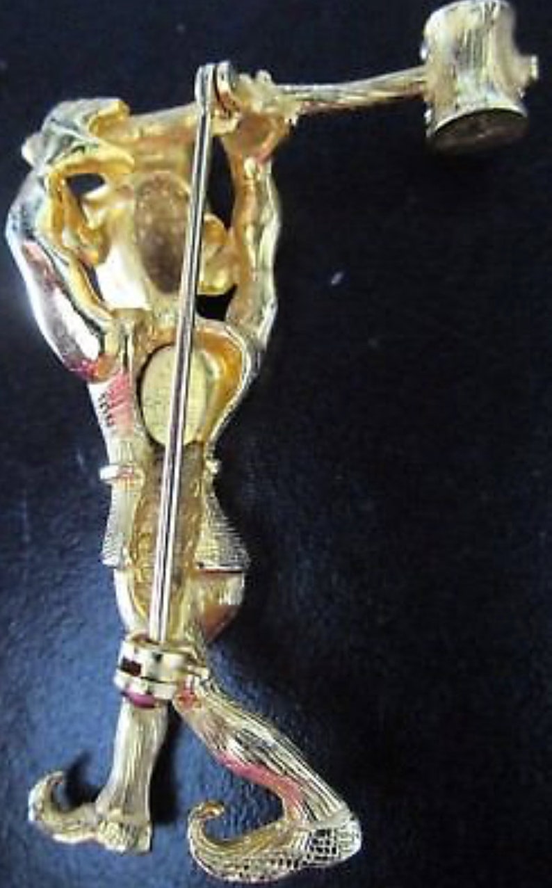 Impy Golden Lucky Elf Pin With a Rhinestone Axe Vintage Unisex - Etsy