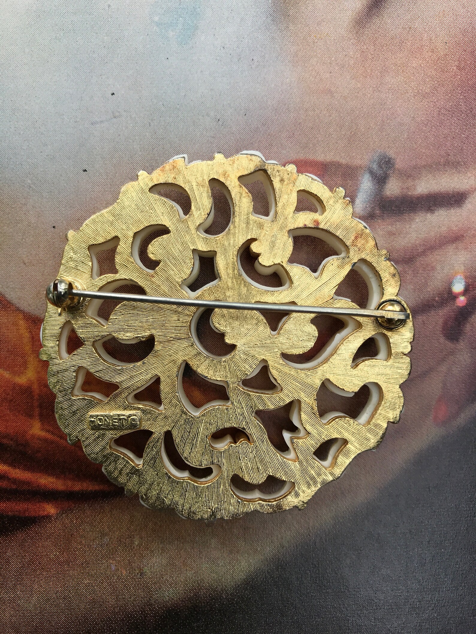 Art Deco Hollywood Regency Vanilla Resin & Goldtone Signed - Etsy