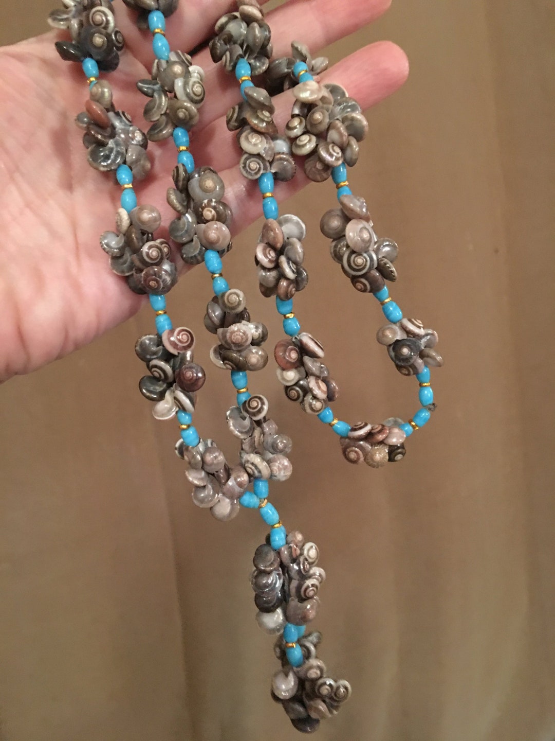 Amazing Mid Century Vintage Natural Sea Shell Necklace, Tiny Snail ...