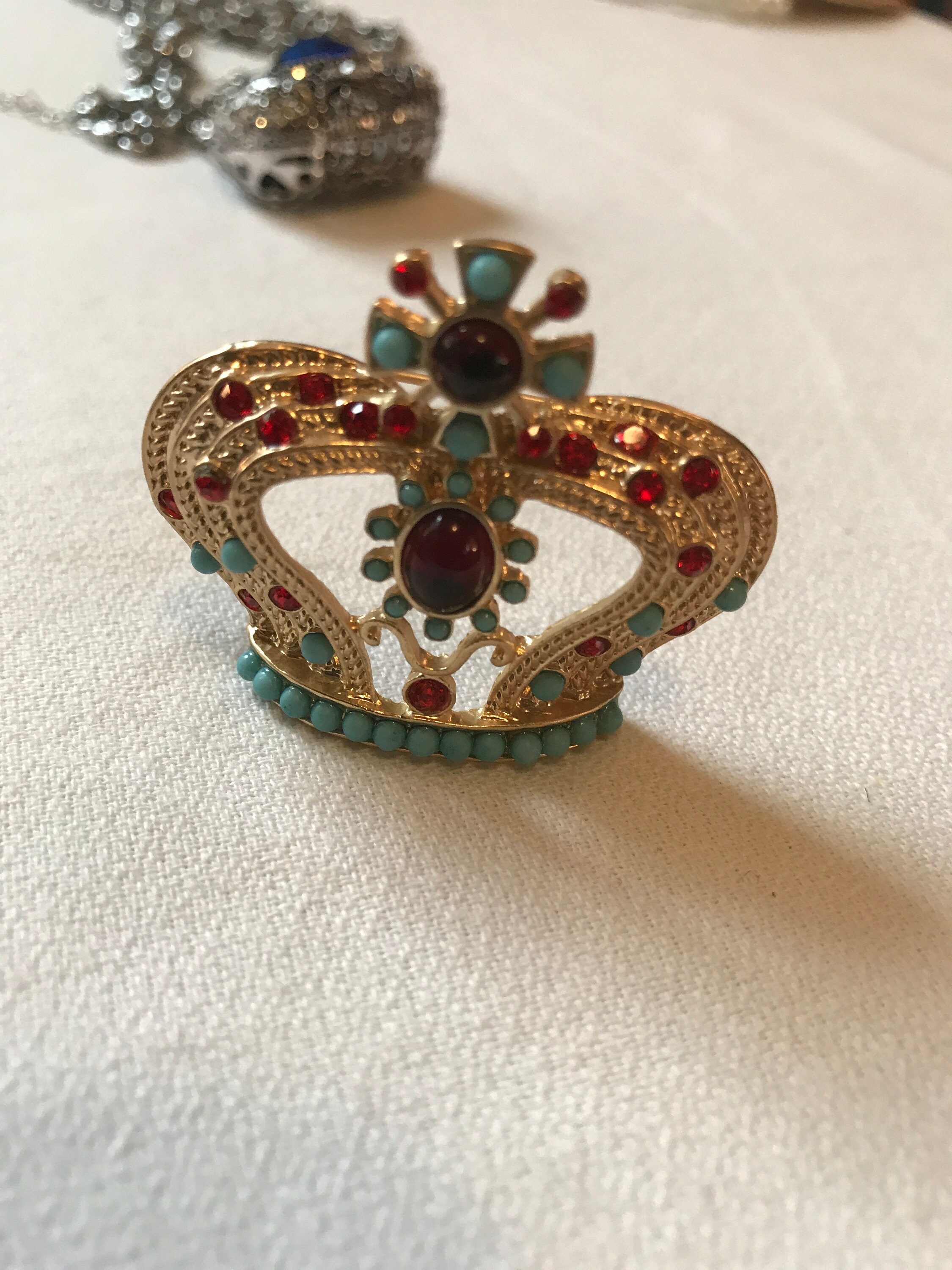 Regal Vintage 80'S Glamour Red and Turquoise MOGUL Royal Crown Pin ...