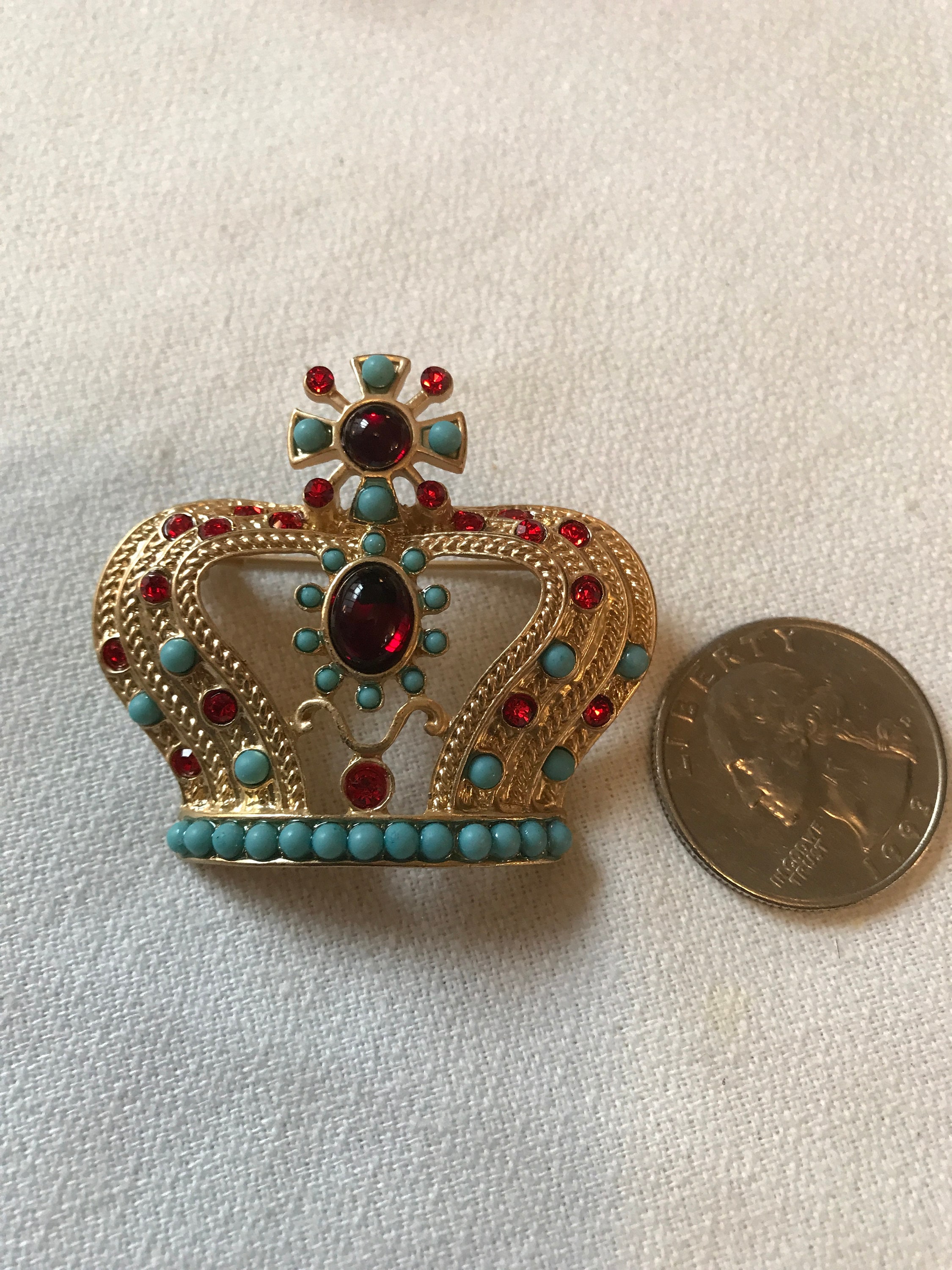 Regal Vintage 80'S Glamour Red and Turquoise MOGUL Royal Crown Pin ...