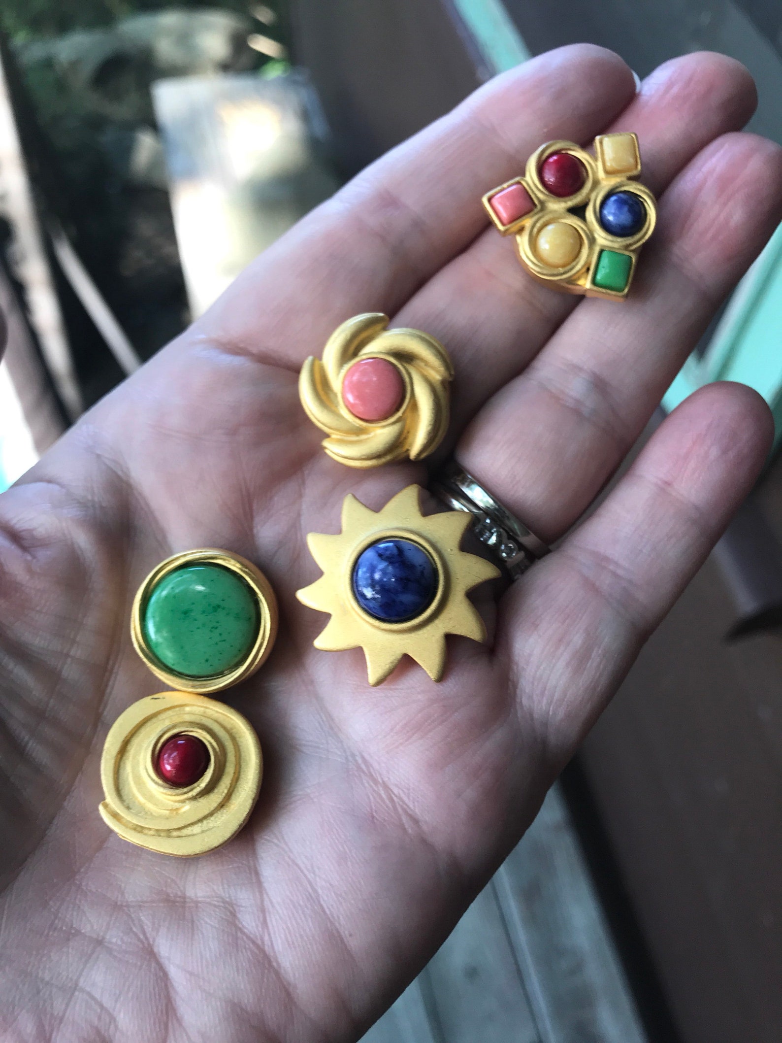 A Set of 5 Really Wonderful Multi Colored Rainbow 80s Modern | Etsy