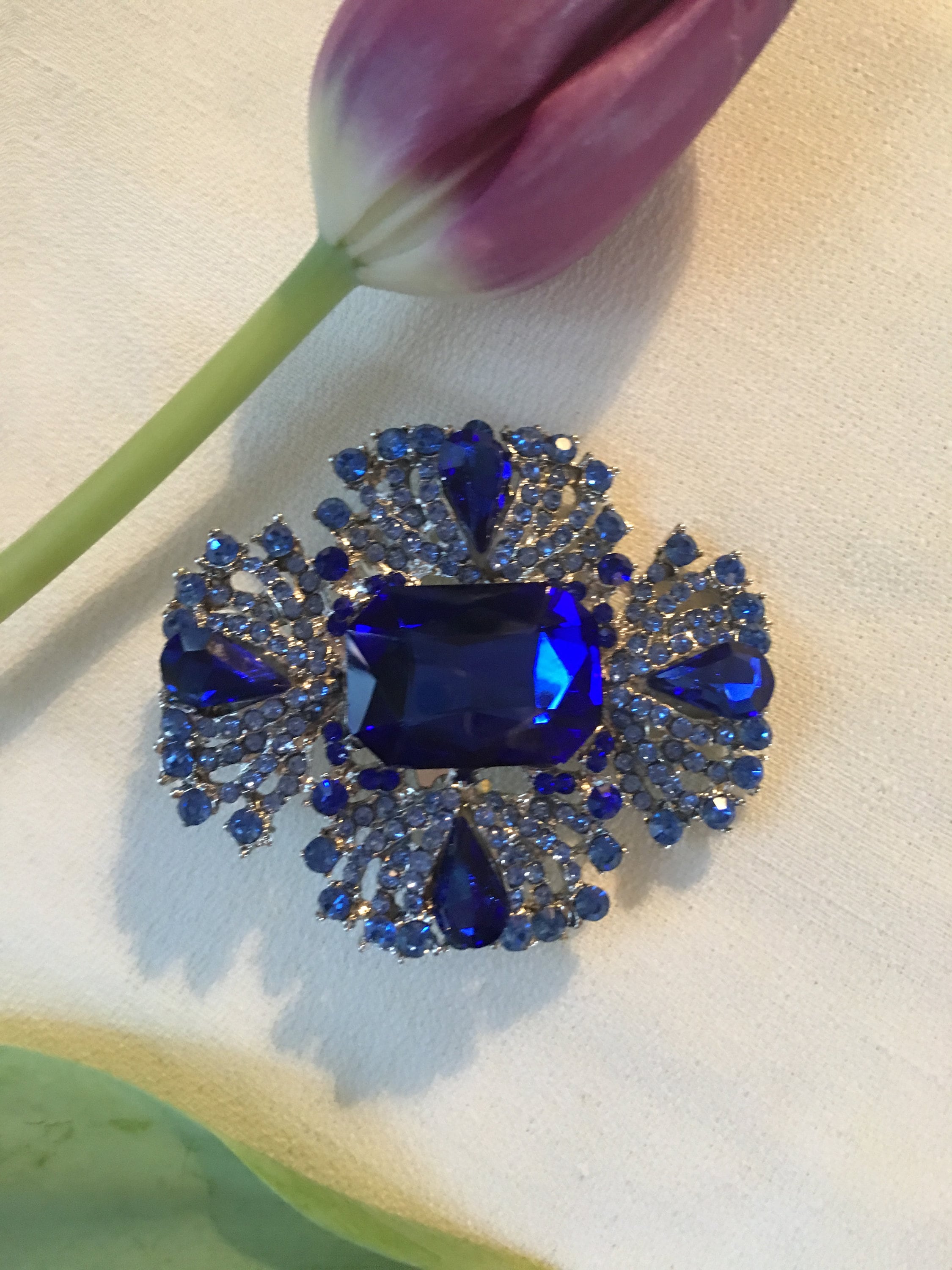 Gorgeous Royal Blue Rhinestone Maltese Style Brooch, Now Trending ...