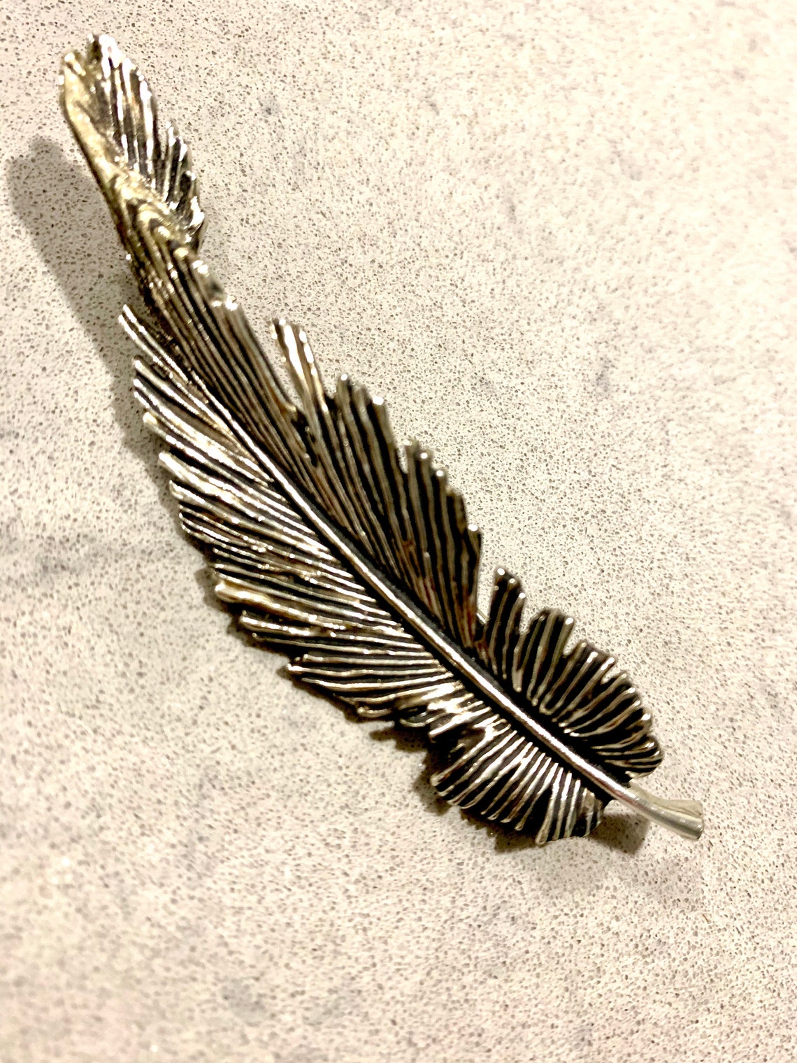 Feather Lapel Pin Mid Century Hollywood Regency Silver Tone | Etsy