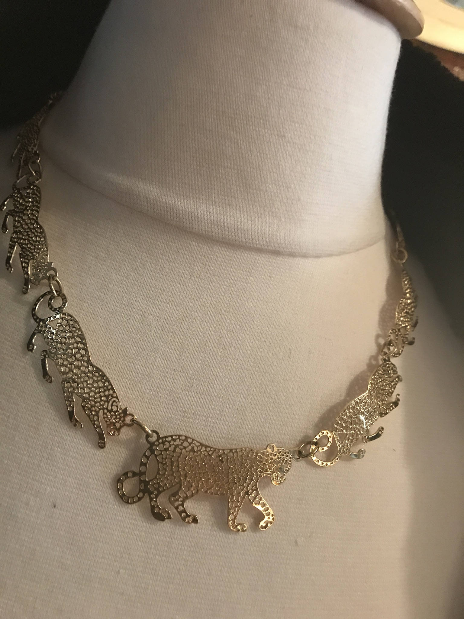 Vintage WILD BRYDE Gold Plated Filigree Big Cat leopard Panther Cougar ...