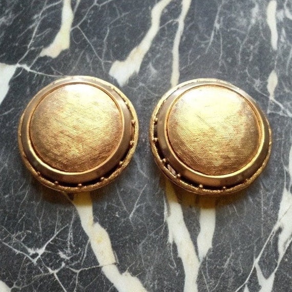 CLASSIC & CLASSY Gold Button Clip on Statement Earrin… - Gem