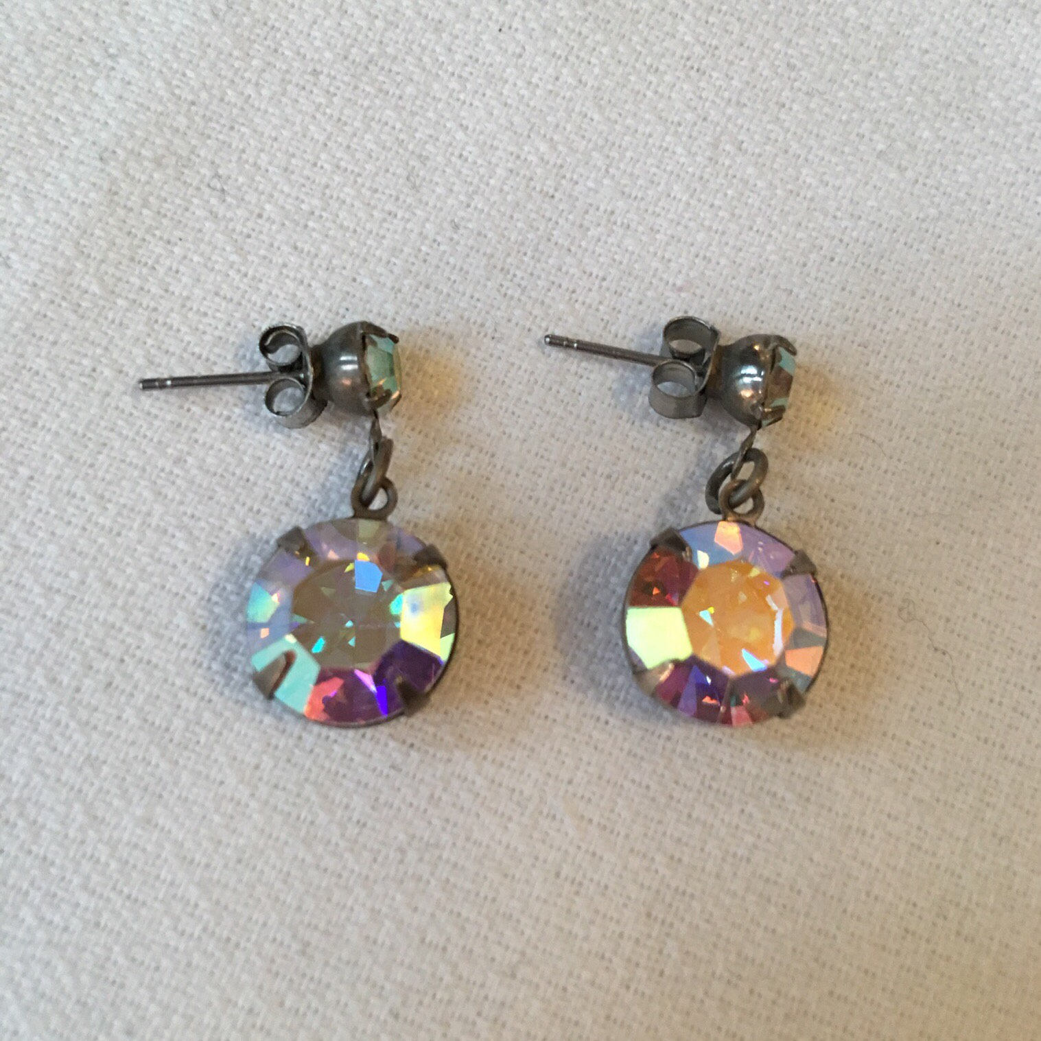 Pretty Little iridescent Ice Rhinestone Gem Dangle Earrings