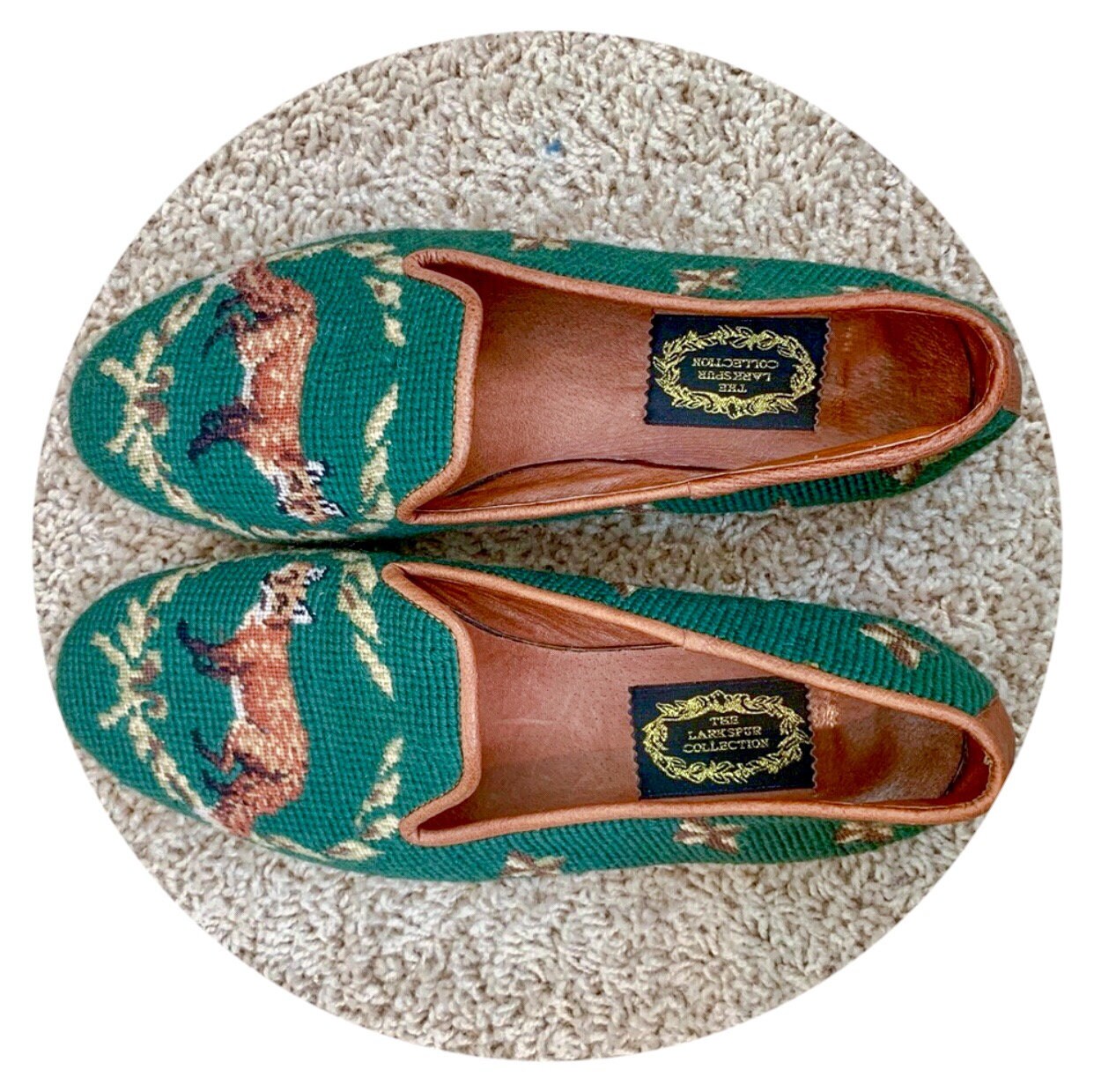 Foxy Vintage Larkspur Collection Fox Needlepoint & Leather Shoe Loafers ...