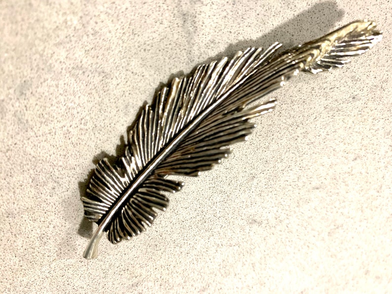 Feather Lapel Pin Mid Century Hollywood Regency Silver Tone | Etsy