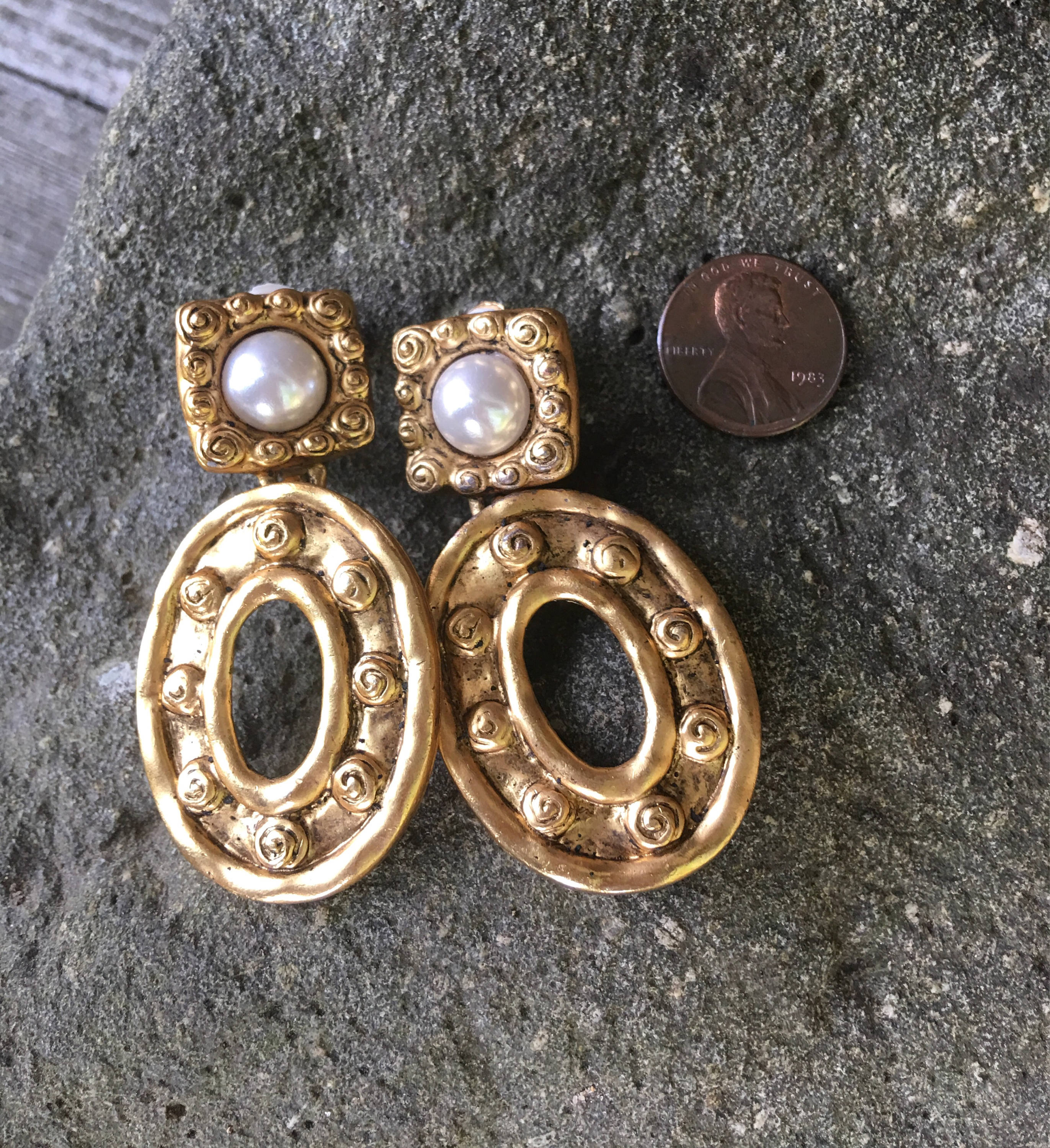 Vintage early 90's Bold Bling Supermodel Era Matte Gold Tone & faux ...