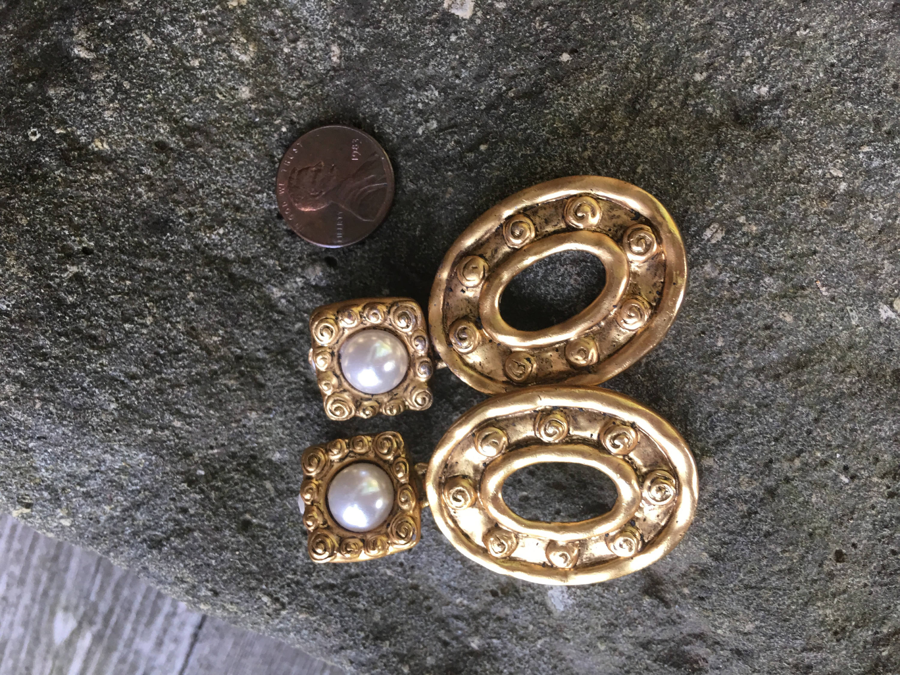 Vintage early 90's Bold Bling Supermodel Era Matte Gold Tone & faux ...