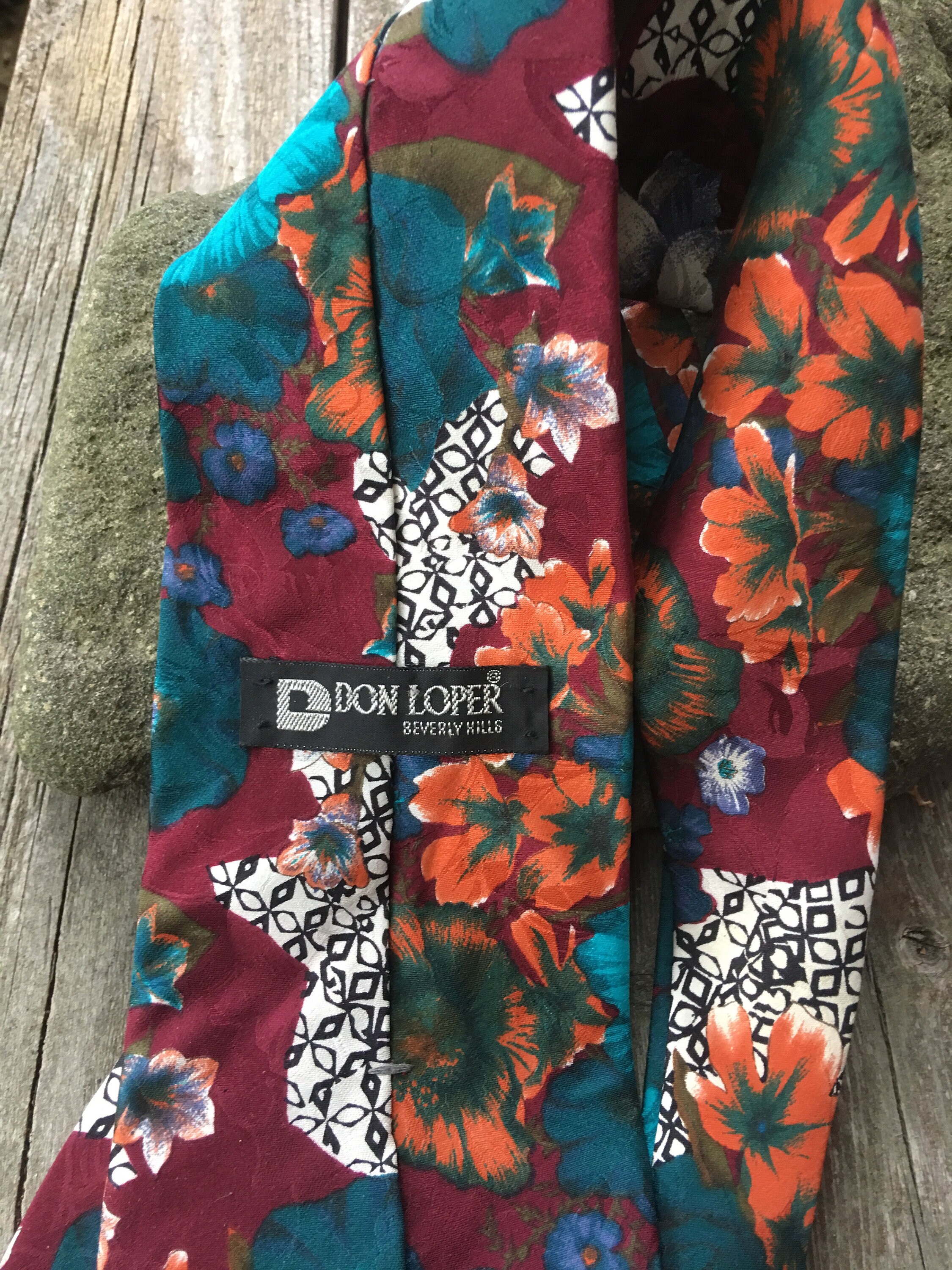 Gorgeous Vintage Floral Don Loper Beverly Hills Floral Maroon Teal ...