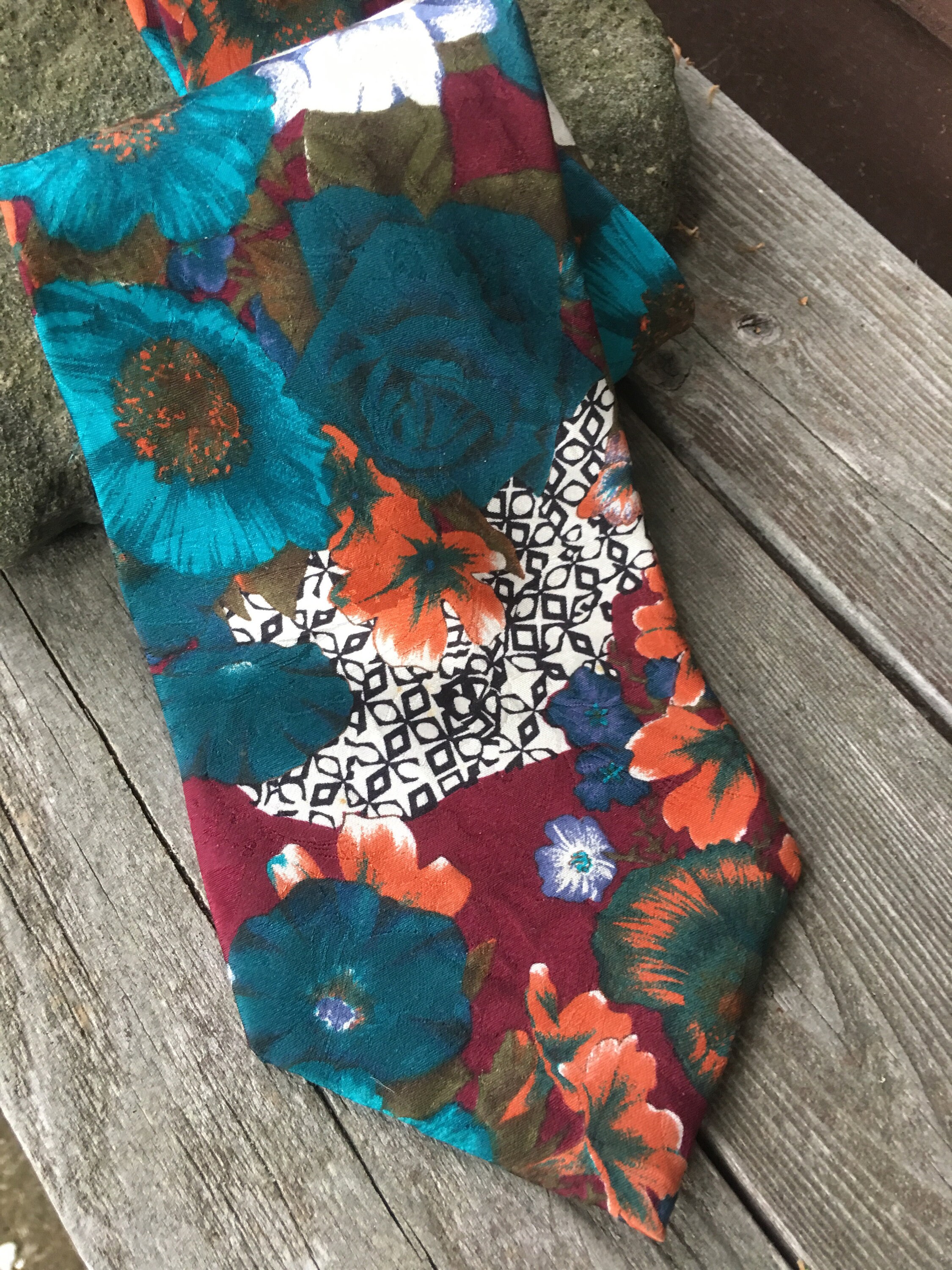 Gorgeous Vintage Floral Don Loper Beverly Hills Floral Maroon Teal ...