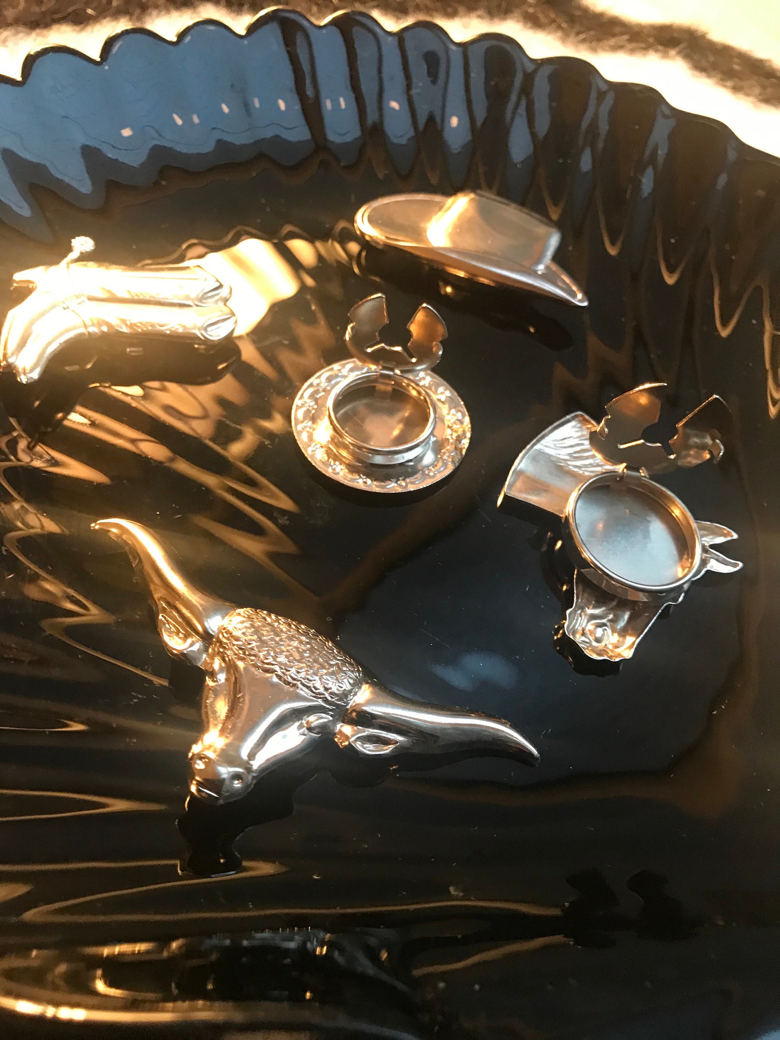 A Set of 5 Silvertone Cowboy Themed 80s Hipster Southwestern | Etsy