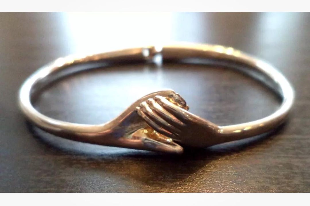 Vintage Holding Hands Bracelet, Estate Find, Silver Tone Clamper ...