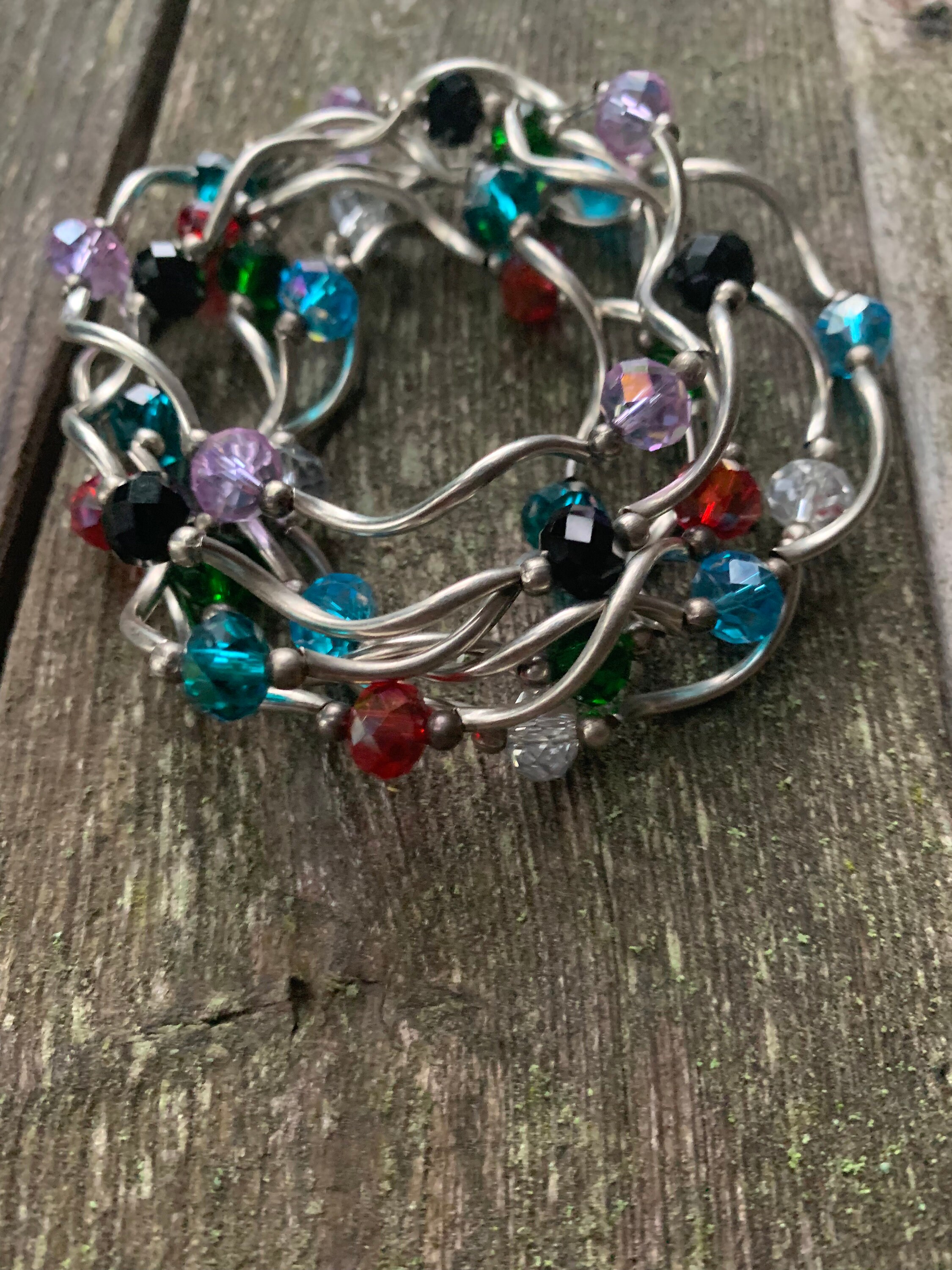 Squiggly Silver & Rainbow Crystal Cuffs, Get into the Groove with ...