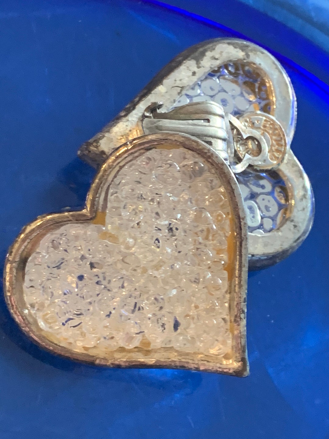 Punky Distressed Silver Lucite Heart Clip on Earrings, 80s 90s Grunge ...