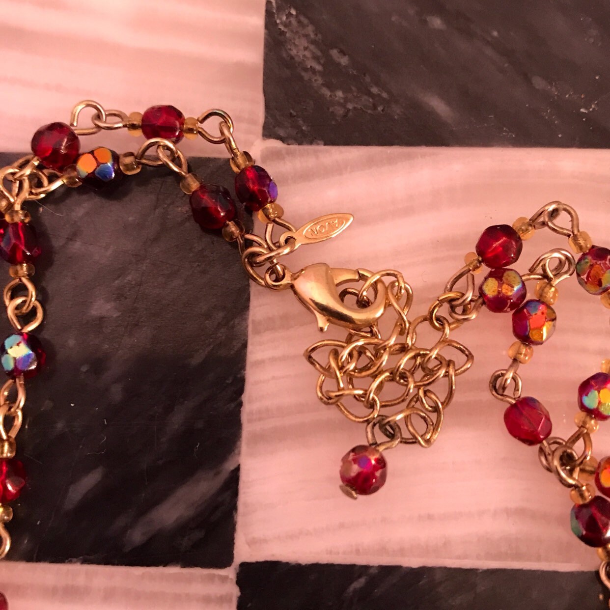 Avon Revial Gothic Red crystal Rhinestone & Goldtone 90s Glamour Grunge ...