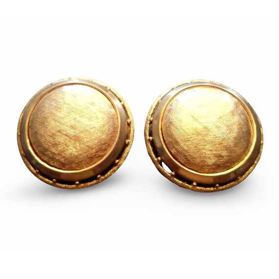 CLASSIC & CLASSY Gold Button Clip on Statement Earrin… - Gem