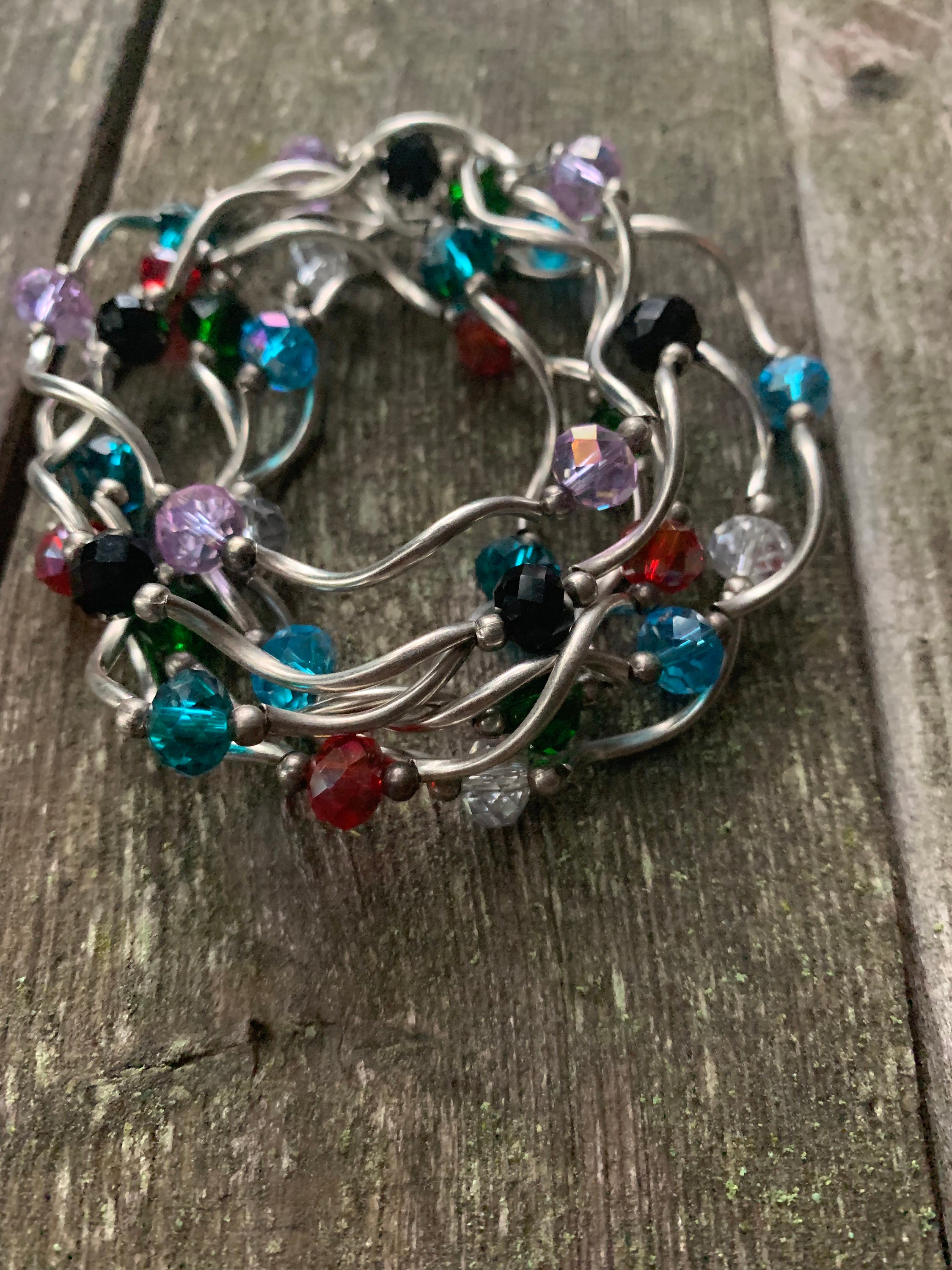 Squiggly Silver & Rainbow Crystal Cuffs, Get into the Groove with ...