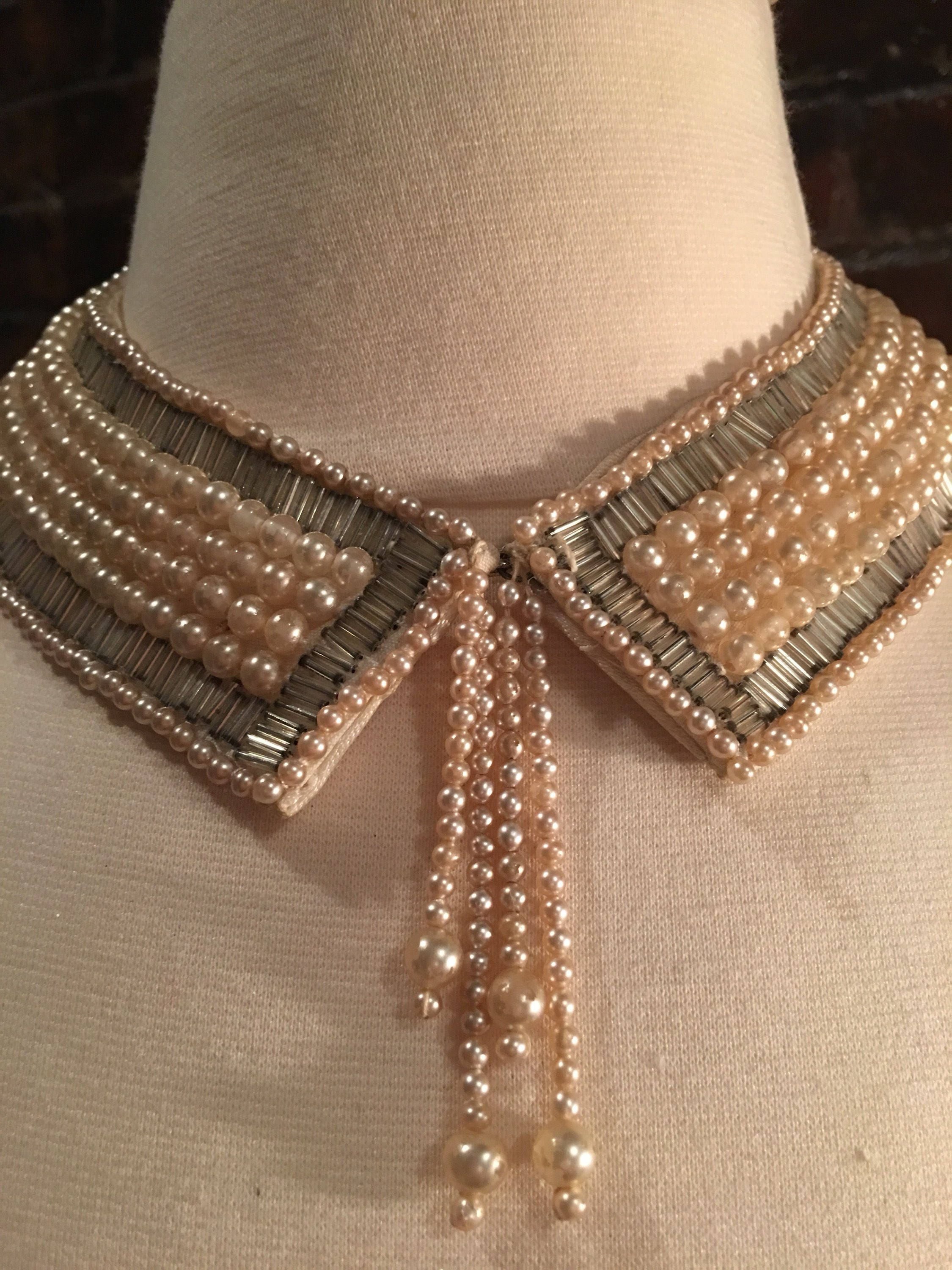 Beautiful Antique Beaded & Faux Pearled Collar amd or Choker