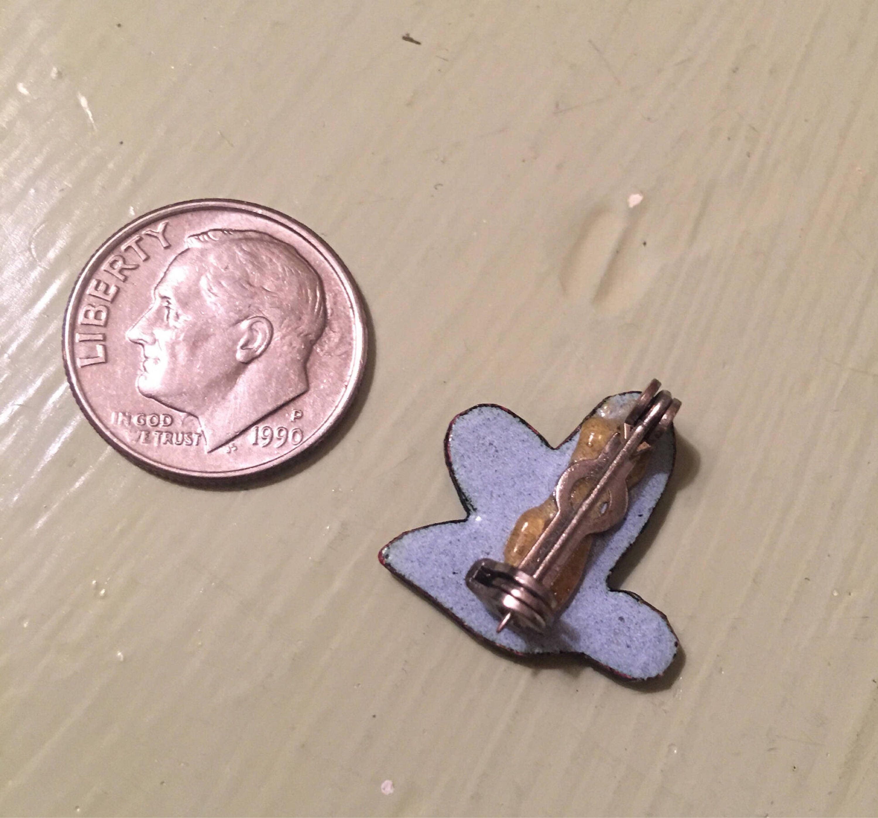 Little Teeny Tiny Vintage Enamel on Copper Yellow & Black Striped ...