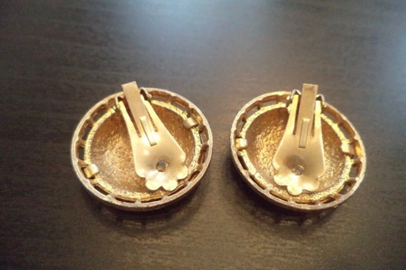 CLASSIC & CLASSY Gold Button Clip on Statement Earrin… - Gem
