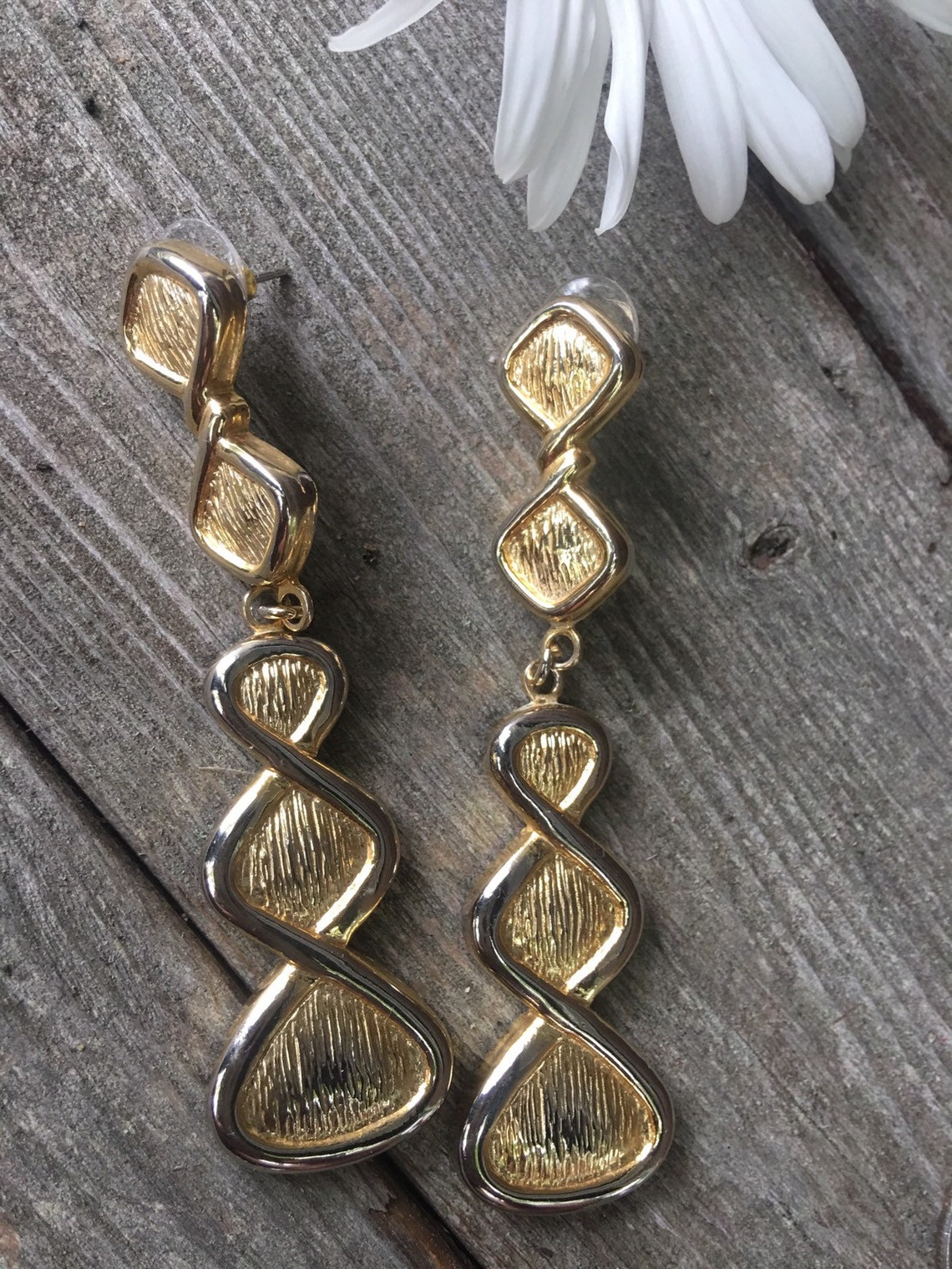 Superbly Mod Long 3 Inch Mid Century Modernist Pressed Metal Goldtone ...