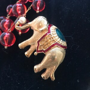 3 Vintage Monet Elephant Brooches, Red Enamel & Goltone, Mint Estate ...