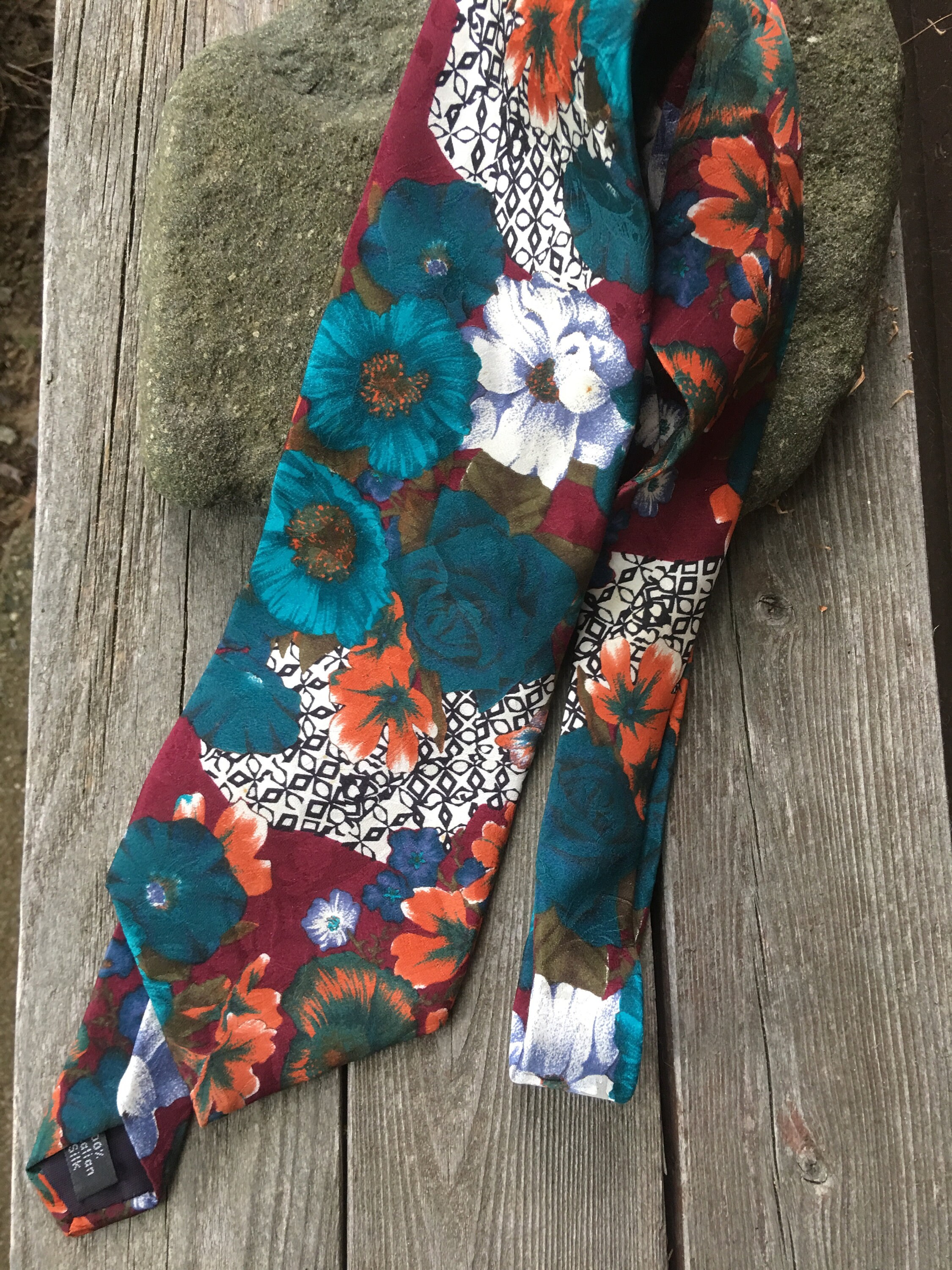 Gorgeous Vintage Floral Don Loper Beverly Hills Floral Maroon Teal ...