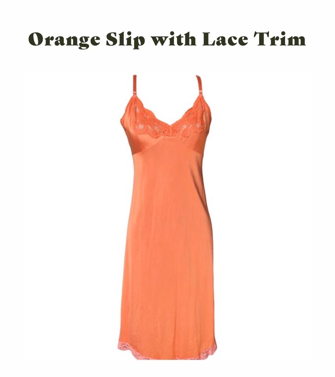 Vintage Orange Slip With Lace, Below Knee Length, Size Medium - Etsy