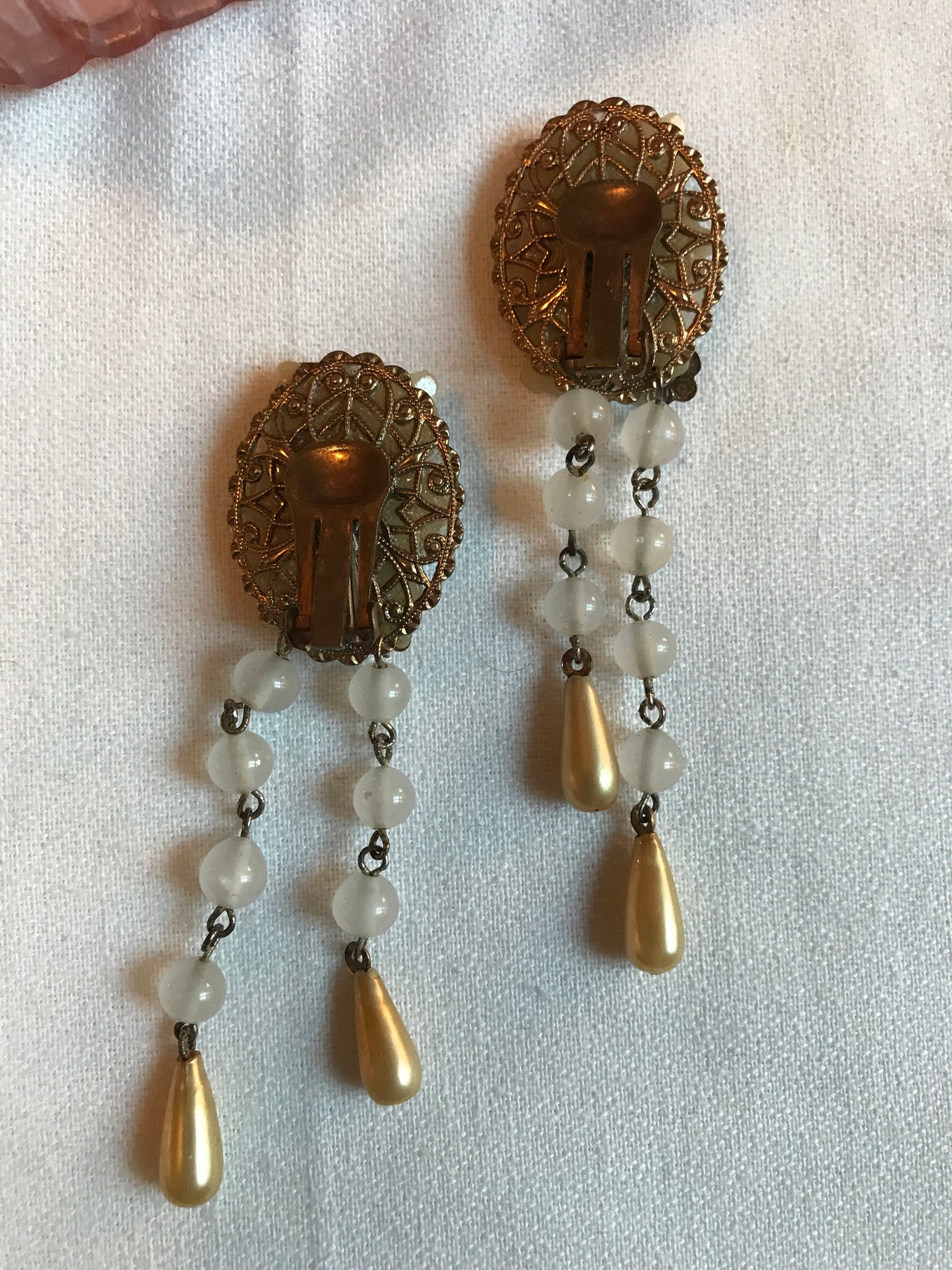 Vintage Miriam Haskell Style Chandelier Dangles Filigree | Etsy