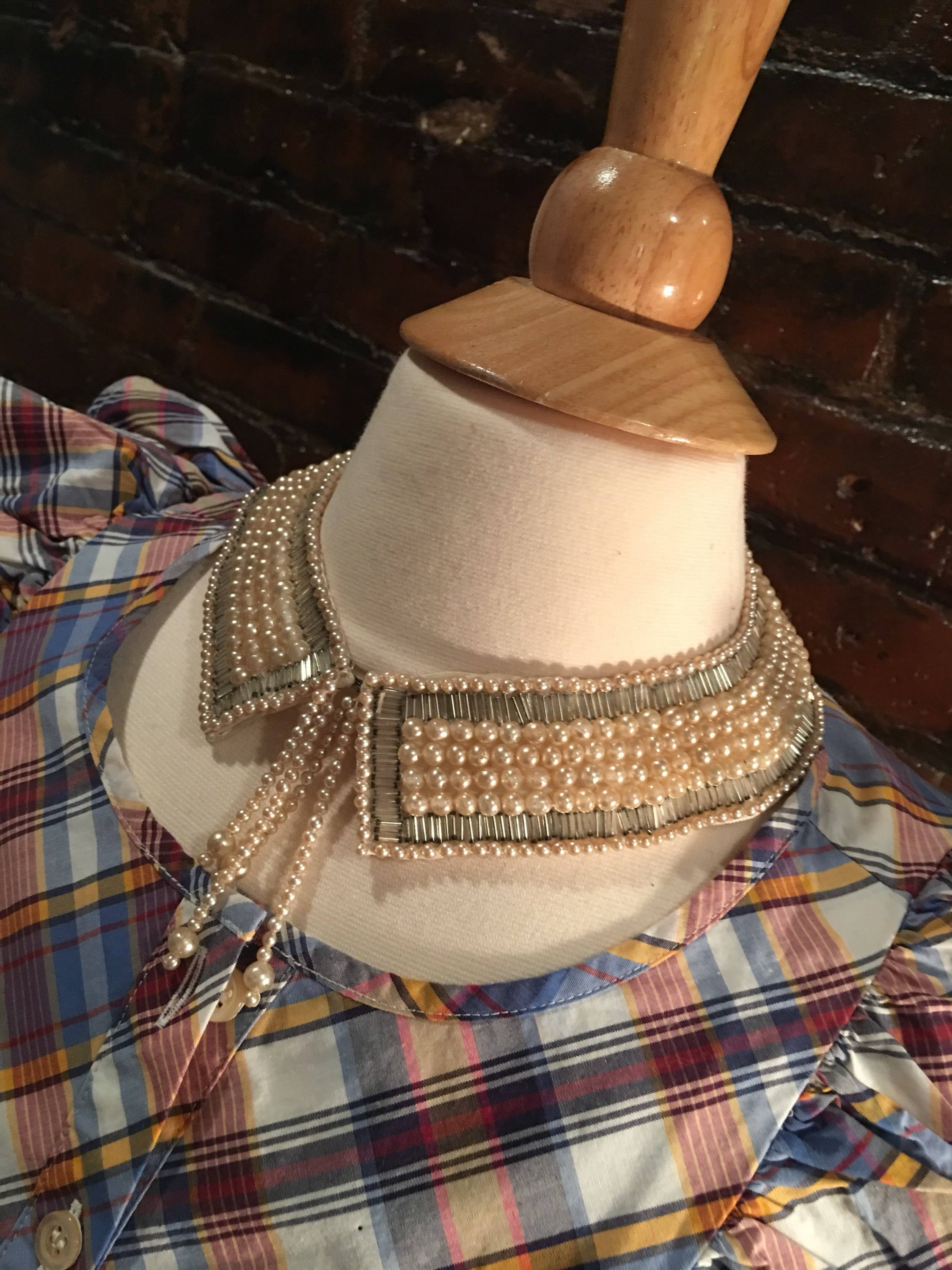 Beautiful Antique Beaded & Faux Pearled Collar amd or Choker