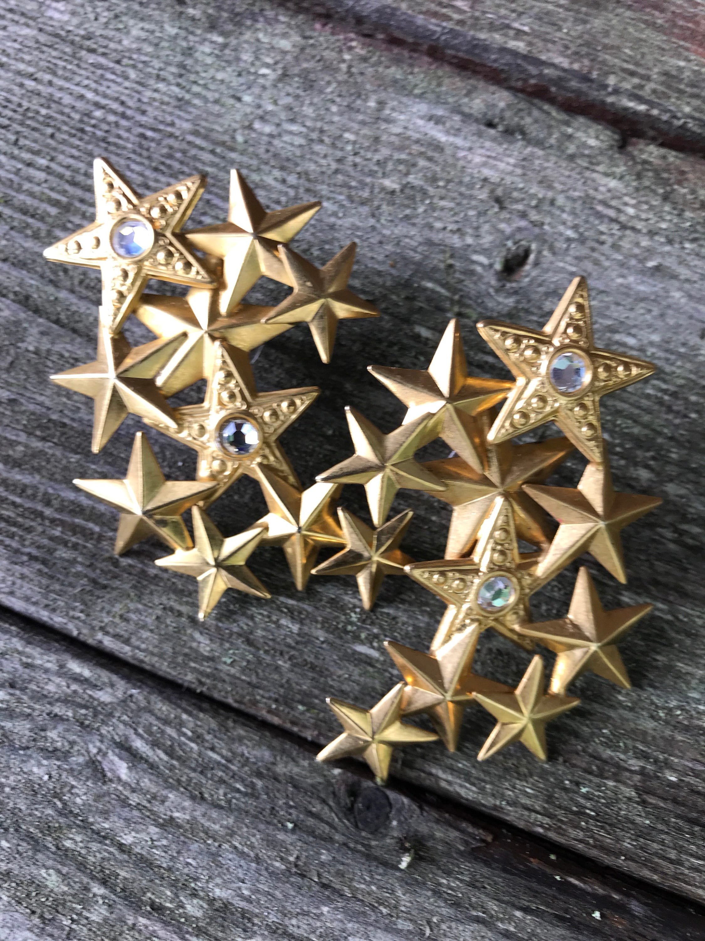 Awesome 80s Big Bold Bling Rhinestone & Matte Goldtone Giant Sky Full ...