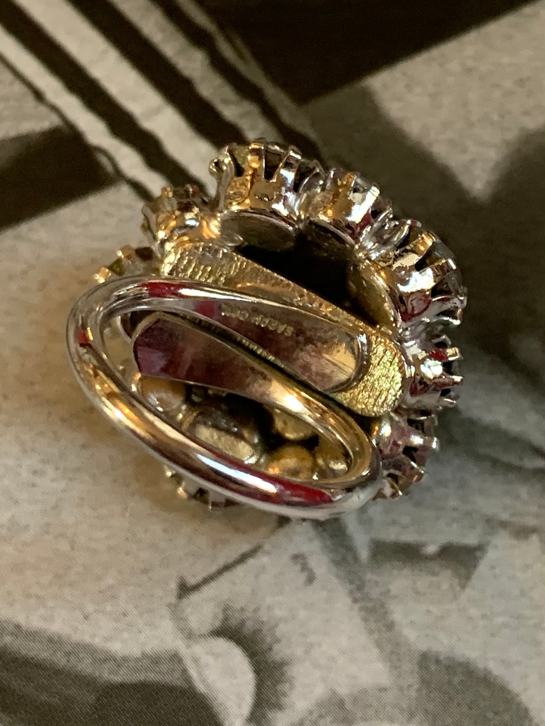 Vintage Sarah Cov Aurora Borealis Rhinestone Dome Cocktail Ring ...