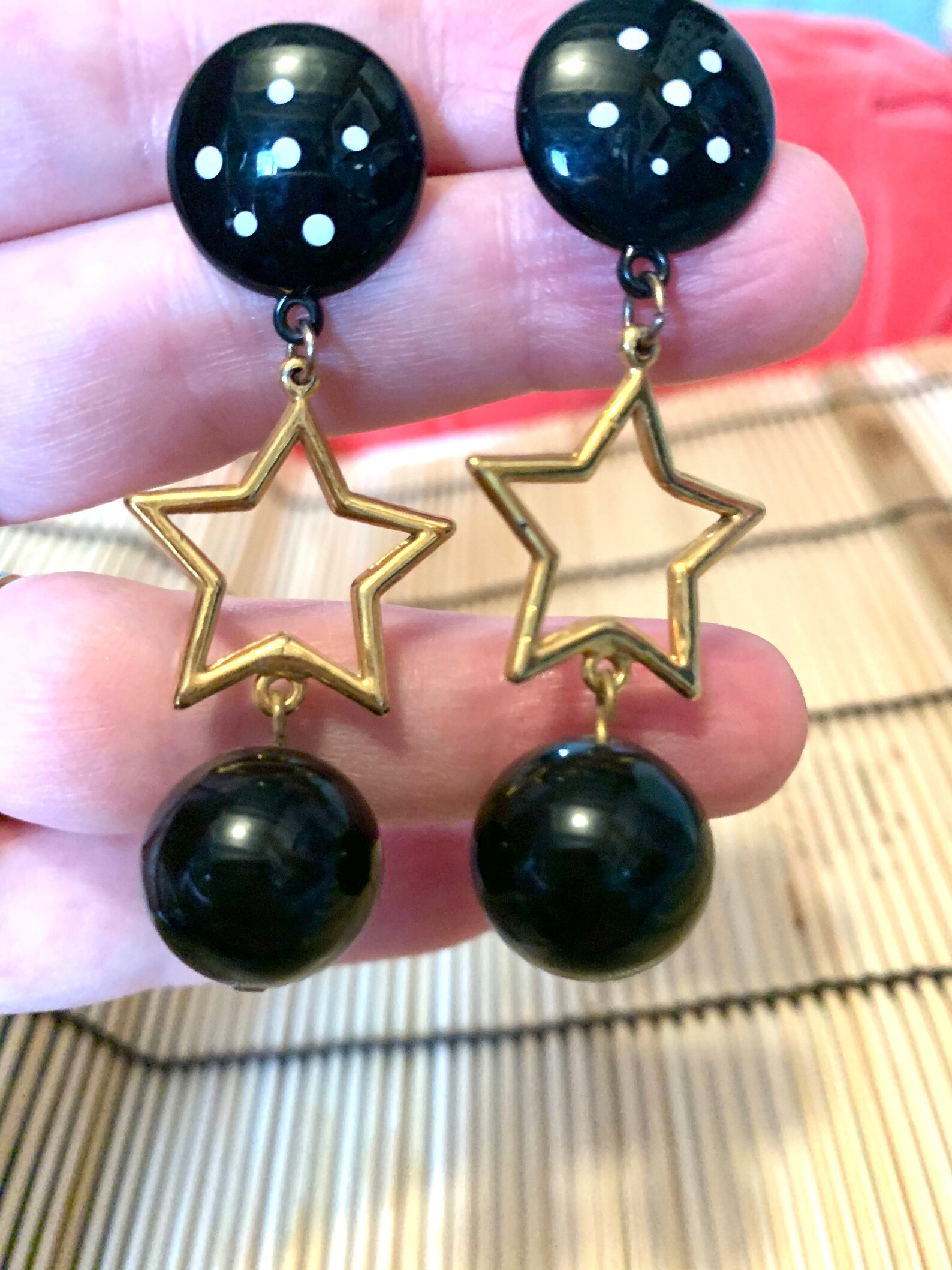 Punky Black & Gold Star Dangles Awesome 80s Big Bling Runway - Etsy