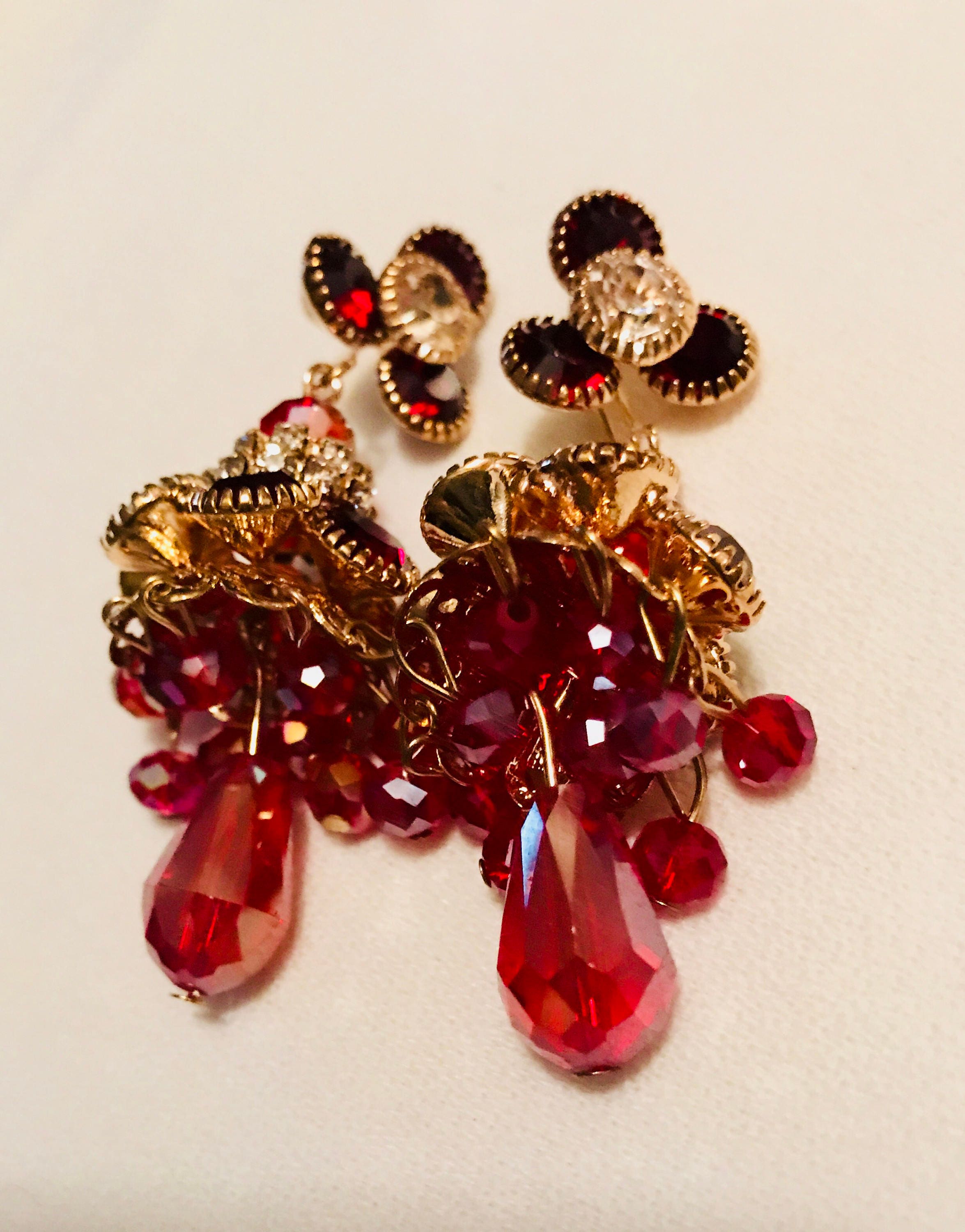 Stunningly Elegant Red Rhinestone & Shimmery Cranberry Crystal ...