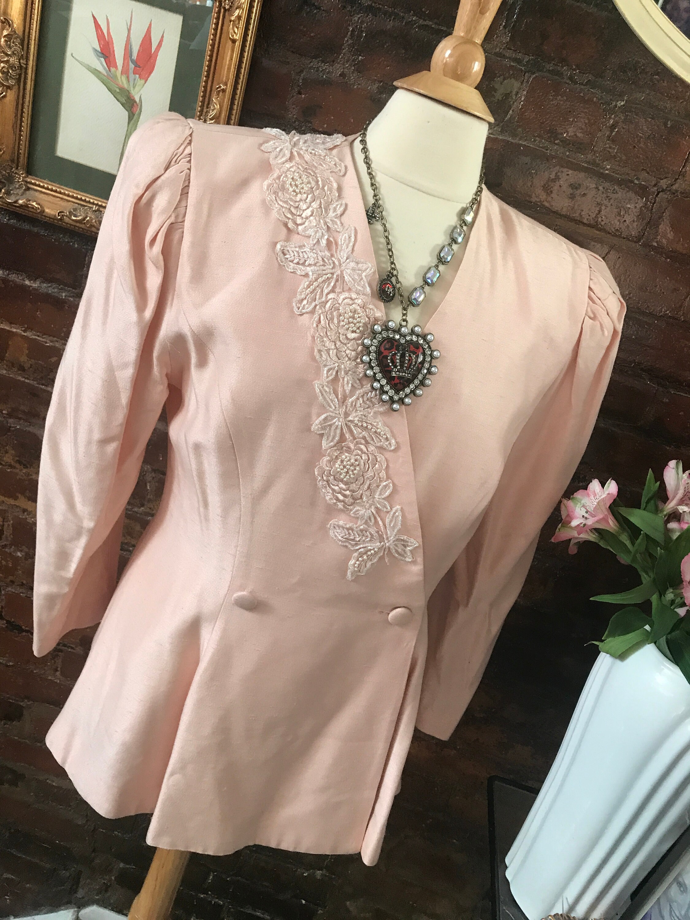 Awesome 80s Vintage pink Peplum Jacket with straight skirt, Girlie ...