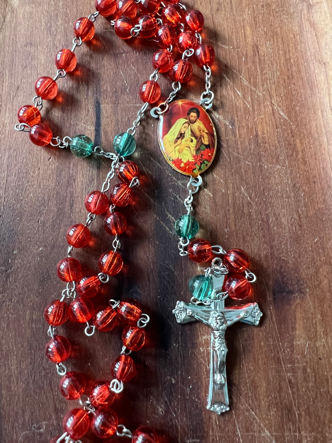 Vintage Holy Family Rosary, 70s Groovy Translucent Burnt Orange and ...