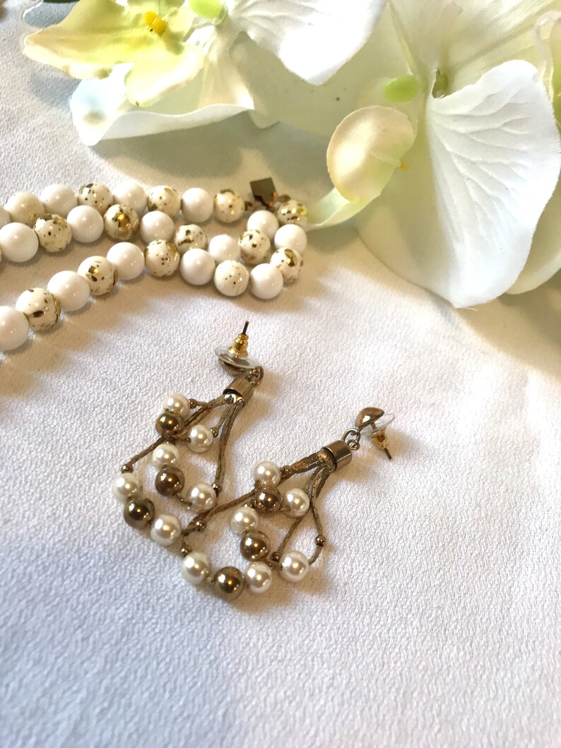 Vintage 70s Disco Gold Chain Loop Hoops With Faux Pearls Swingy ...
